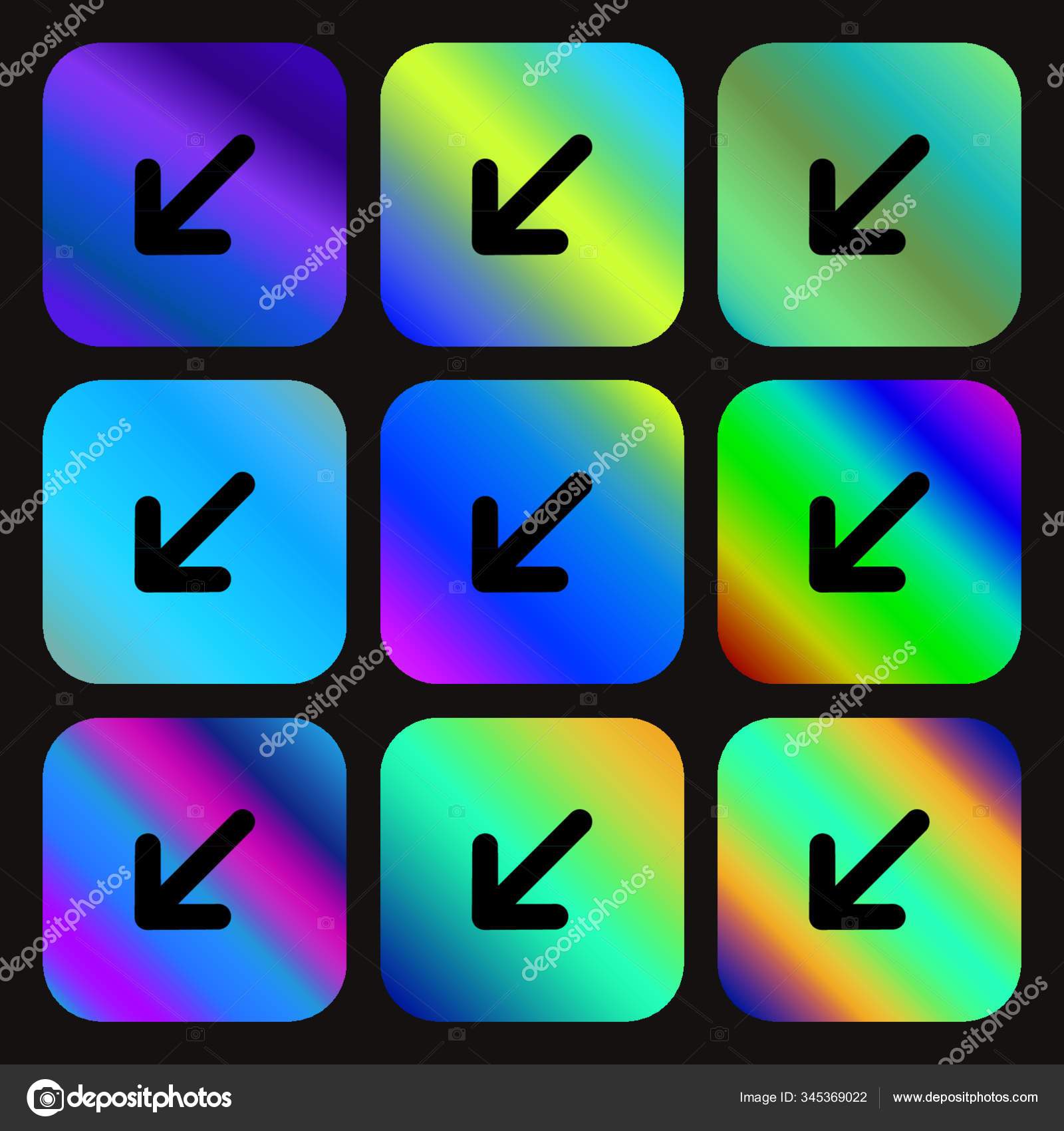 Turn Full Screen Icon Nine Buttons Bright Gradients Beautiful Design ...