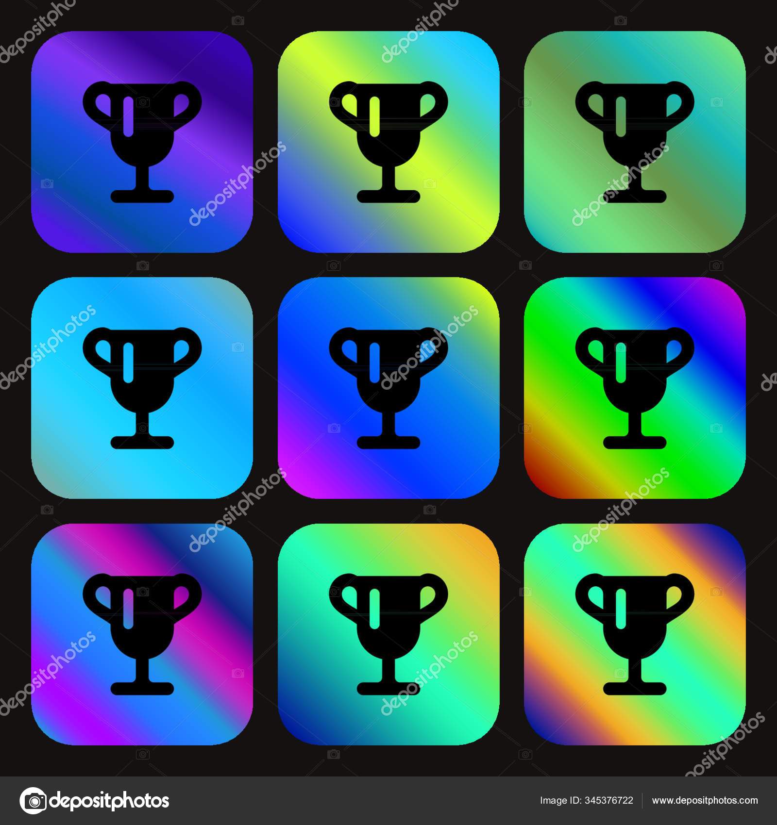 Winner Cup Awarding Winners Trophy Icon Nine Buttons Bright Gradients ...