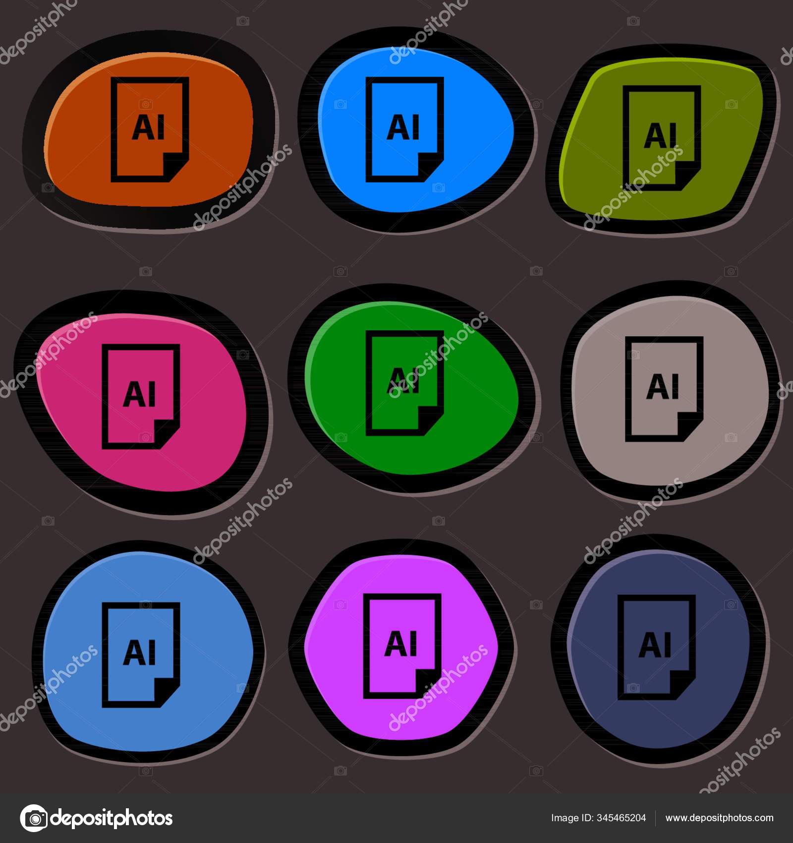 File Icon Symbols Multicolored Paper Stickers Vector Illustration Stock ...