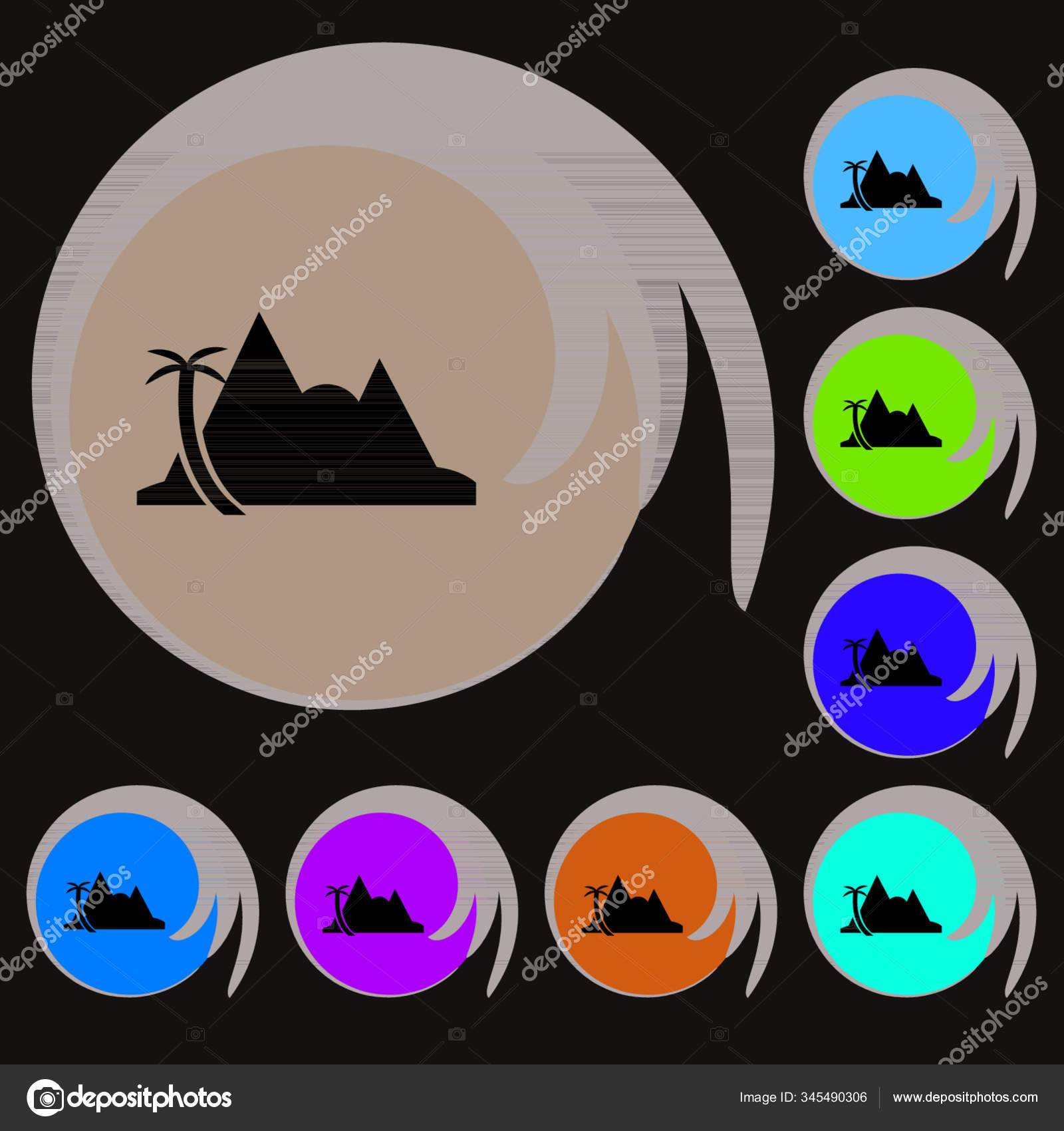 Mirage Icon Sign Symbols Eight Colored Buttons Vector Illustration ...