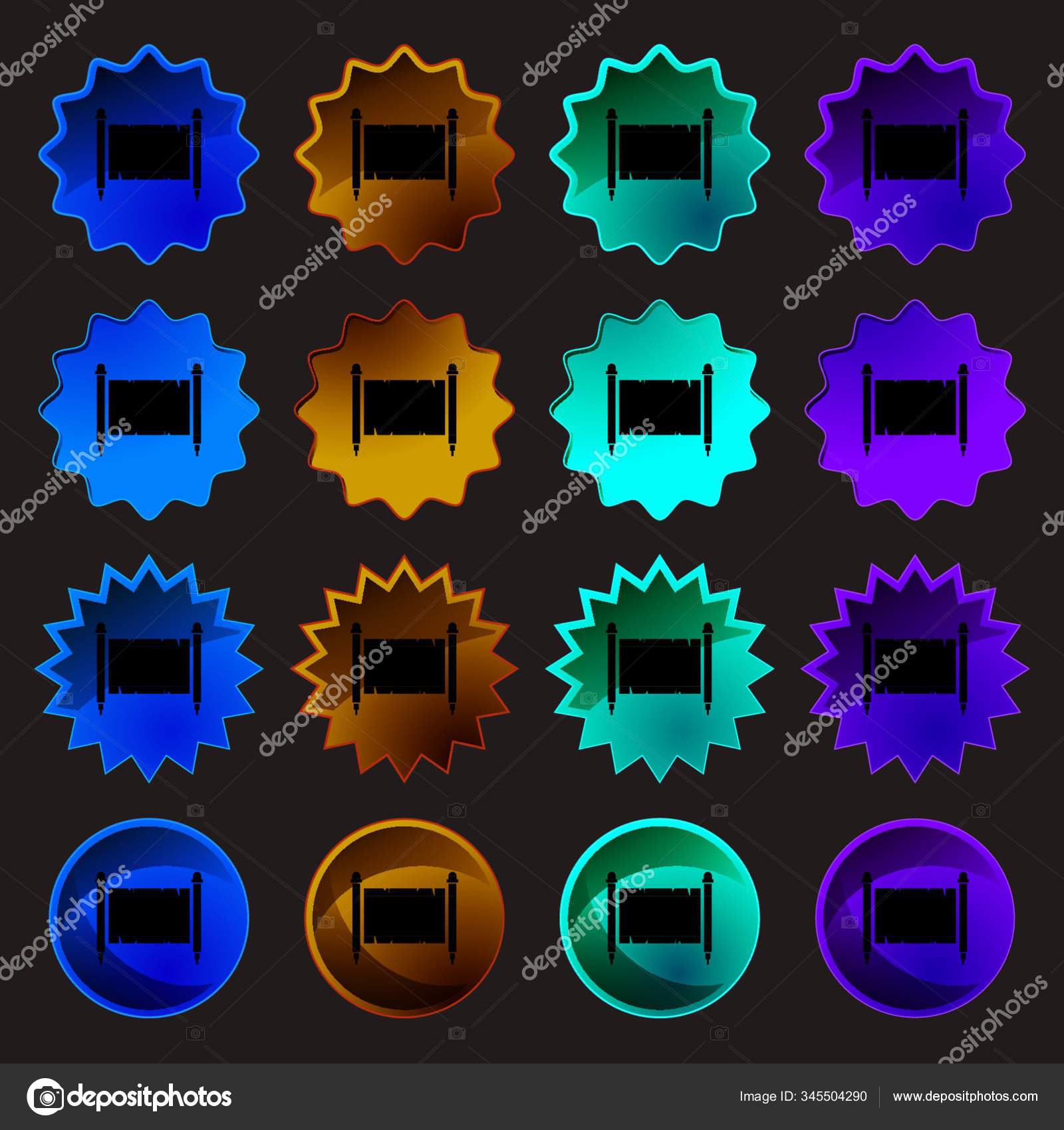 Ancient Parchment Sheet Paper Sign Big Set Colorful Modern Buttons ...