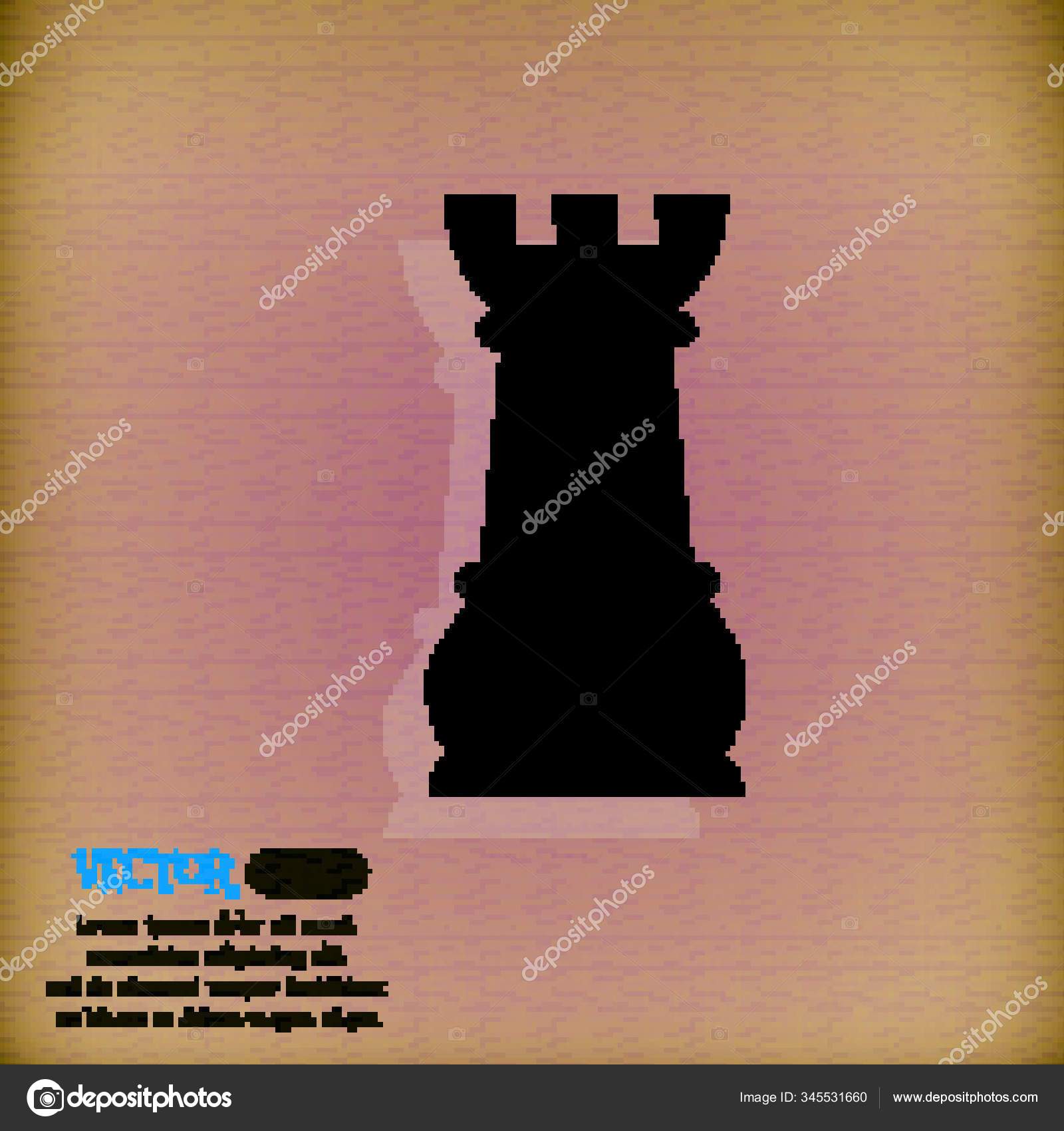 Chess Rook Icon Blue Green Abstract Background Shadow Space Your Stock ...