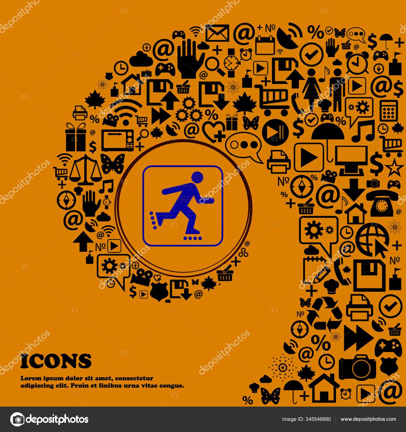 Roller Skating Symbols Nice Set Beautiful Icons Twisted Spiral Center ...