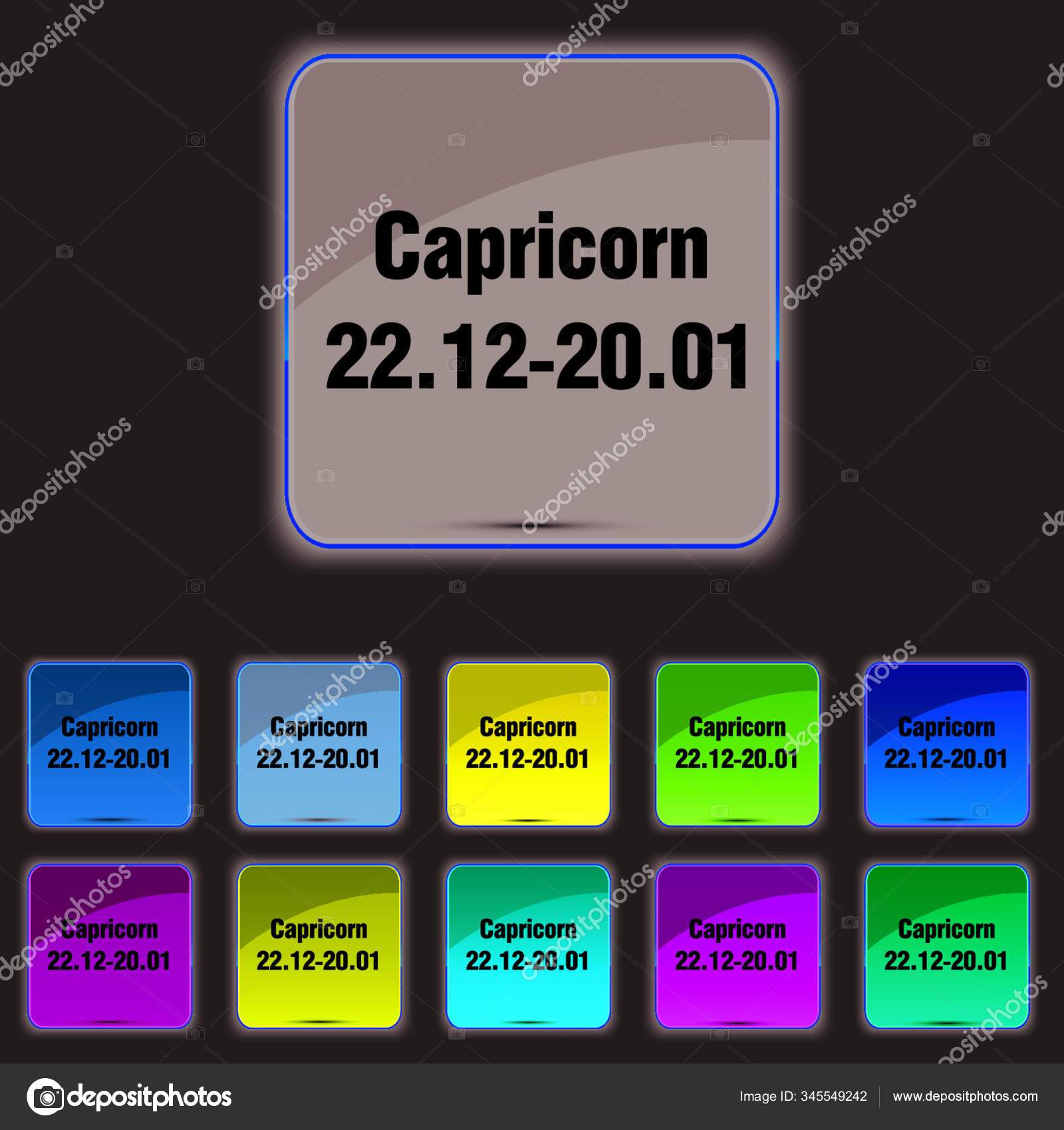 Capricorn Icon Sign Set Eleven Colored Buttons Your Site Vector Stock Vector Image by ©YAYImages ...