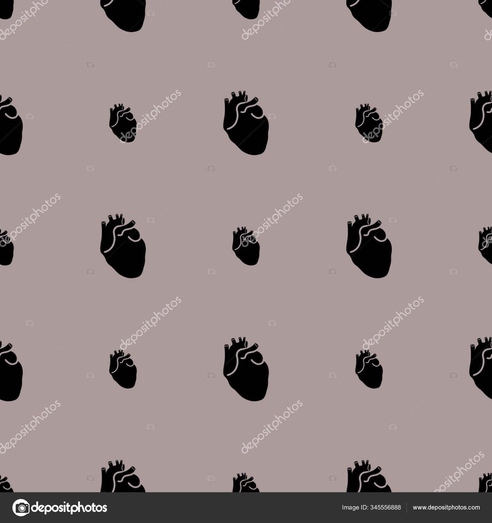 Human Heart Sign Seamless Pattern Gray Background Vector Illustration ...