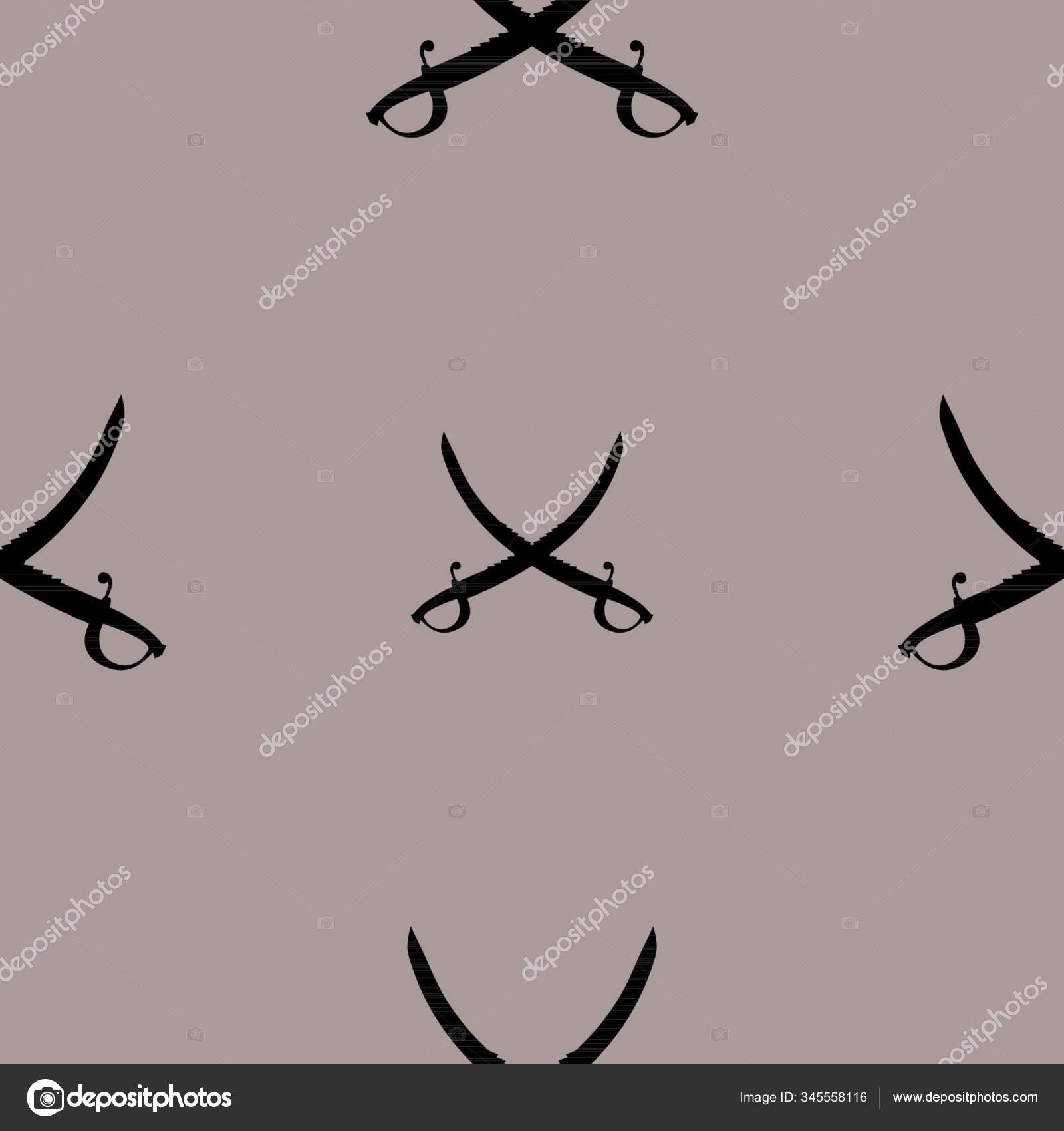Crossed Saber Sign Seamless Pattern Gray Background Vector Illustration ...