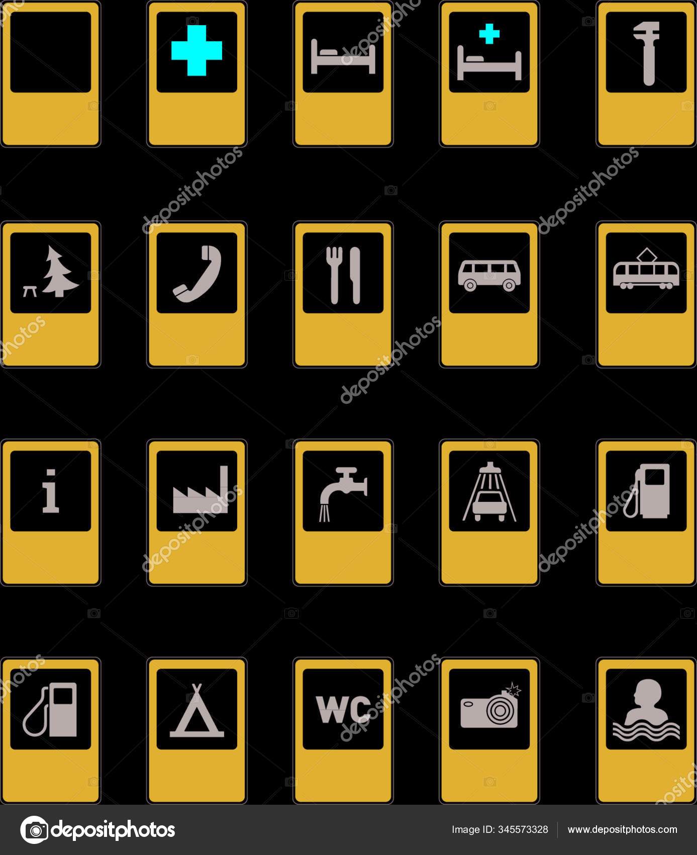 Big Set Service Road Signs Isolated White Stock Vector by ©YAYImages ...