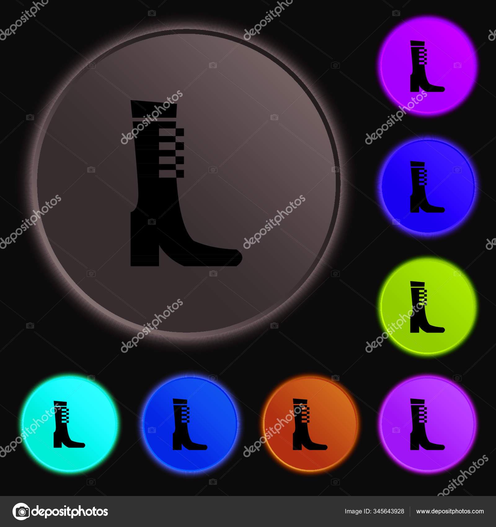 Female Fall Winter Shoe Boot Icon Sign Symbol Eight Flat Stock Vector ...