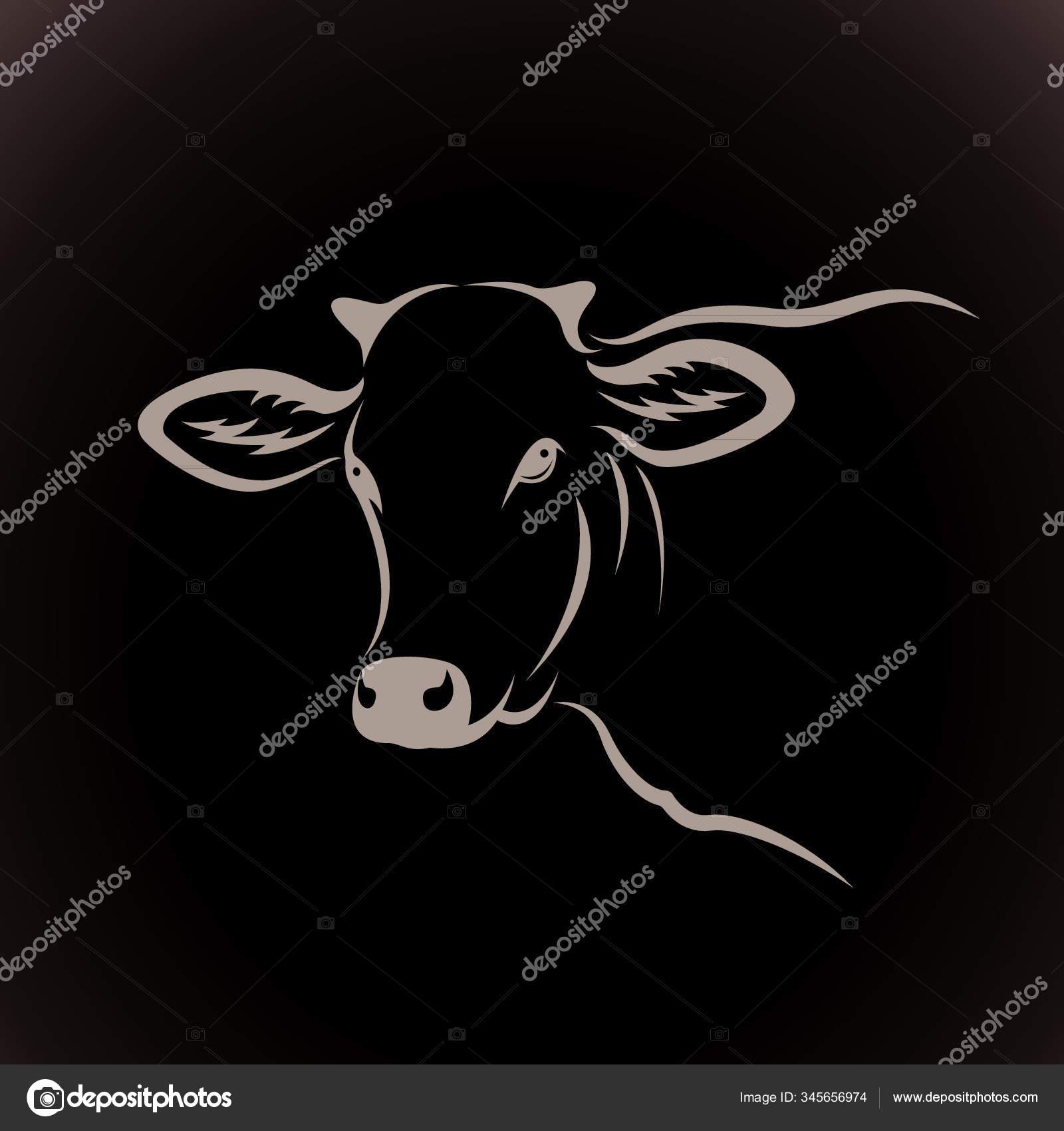 Imagem Vetorial Projeto Cabeça Vaca Fundo Branco Logotipo Vaca Vetora ...