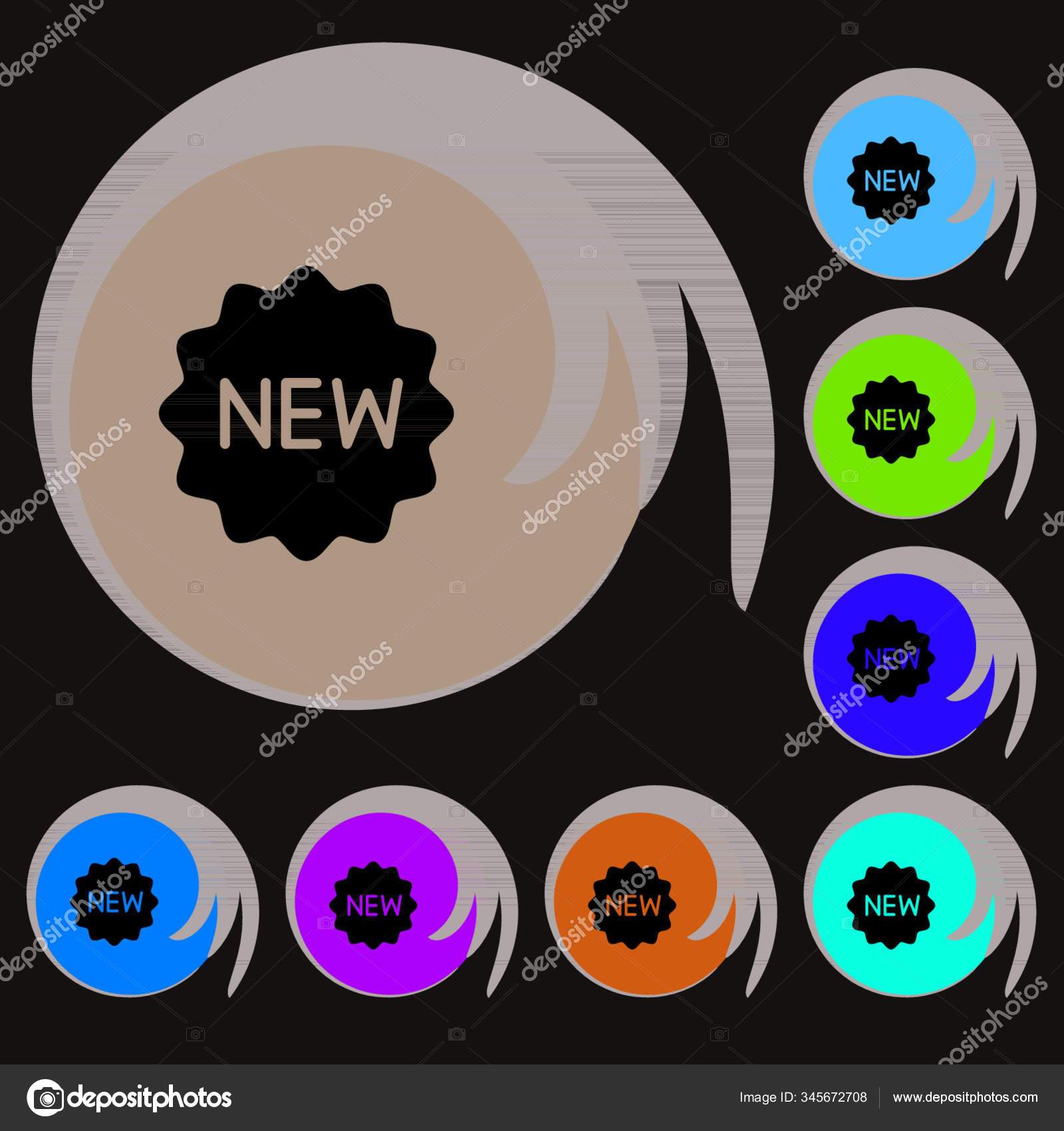 New Icon Sign Symbols Eight Colored Buttons Vector Illustration Stock ...