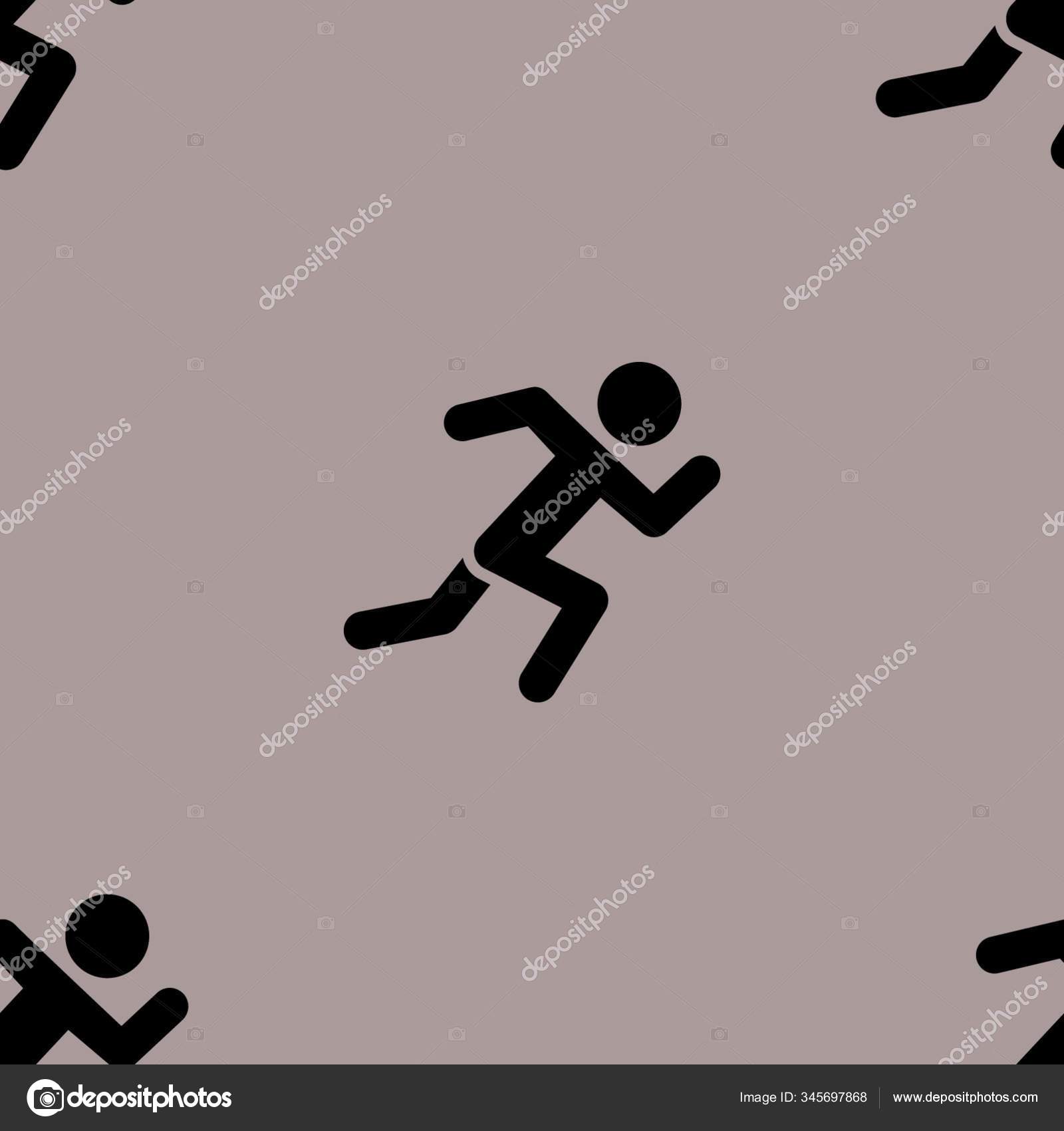 Simple Running Human Icon Sign Seamless Pattern Gray Background Vector ...