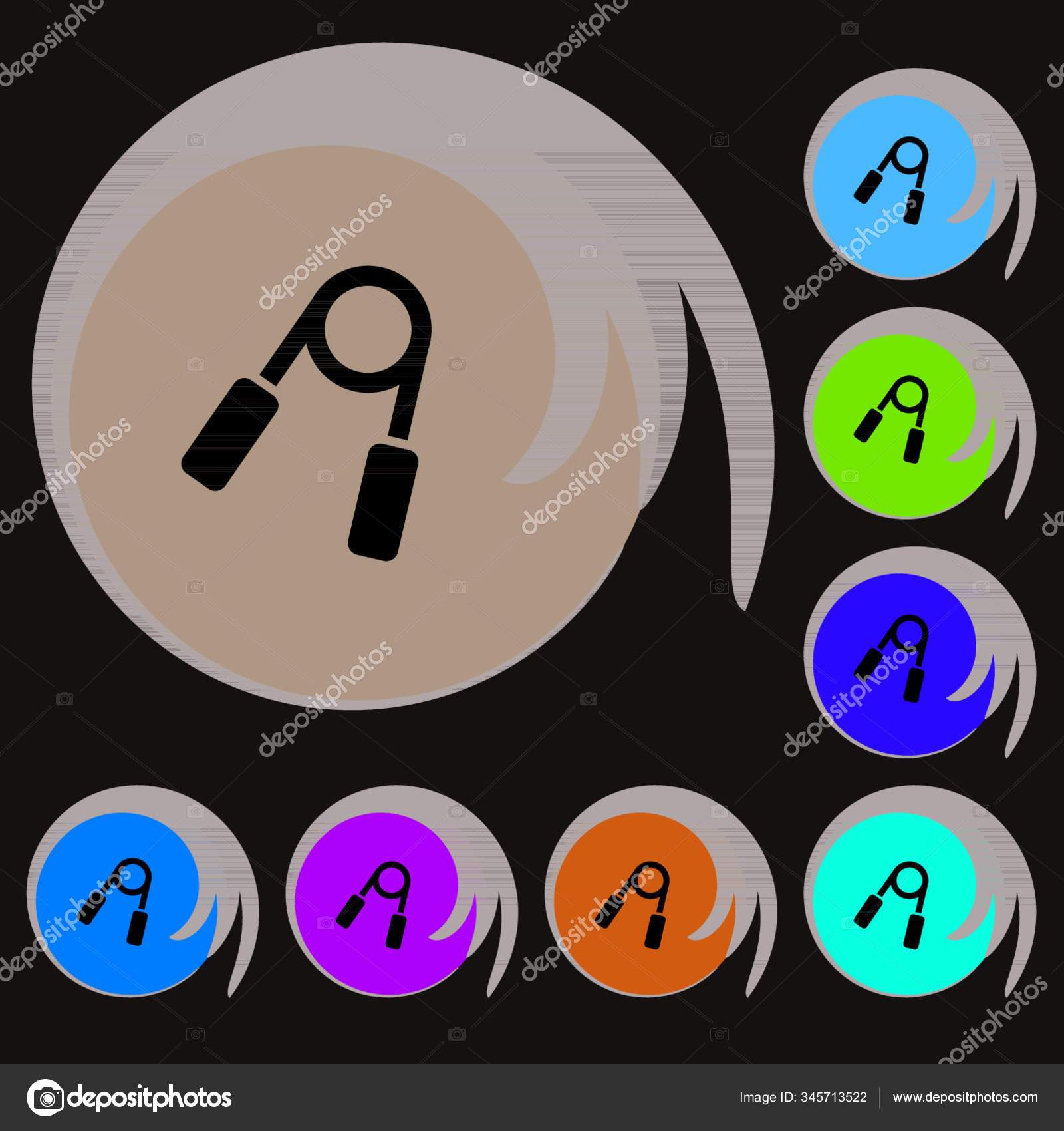 Hand Grip Trainer Icon Sign Symbols Eight Colored Buttons Vector Stock ...