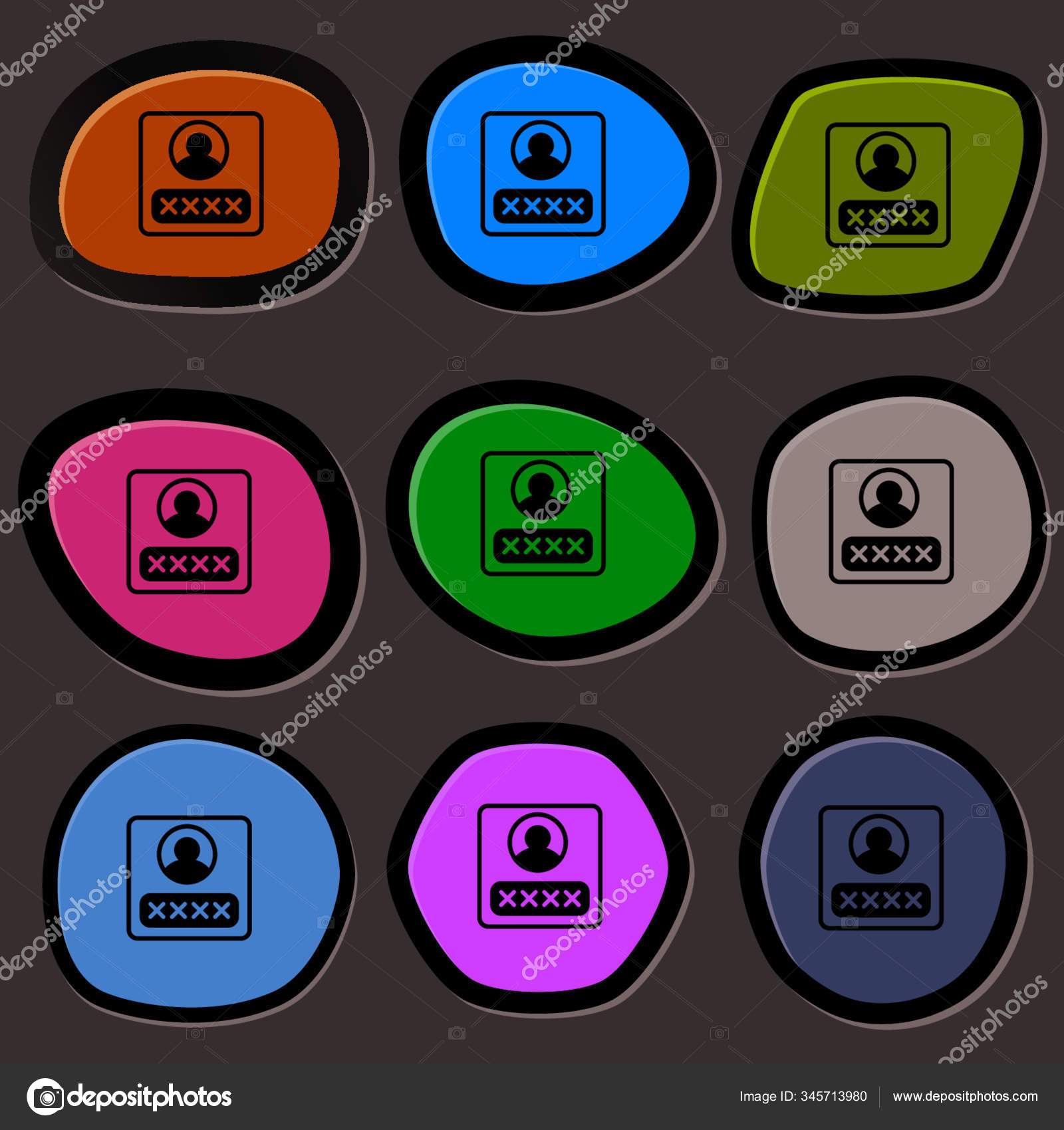 Modern Depicting Login Icon Symbols Multicolored Paper Stickers Vector ...