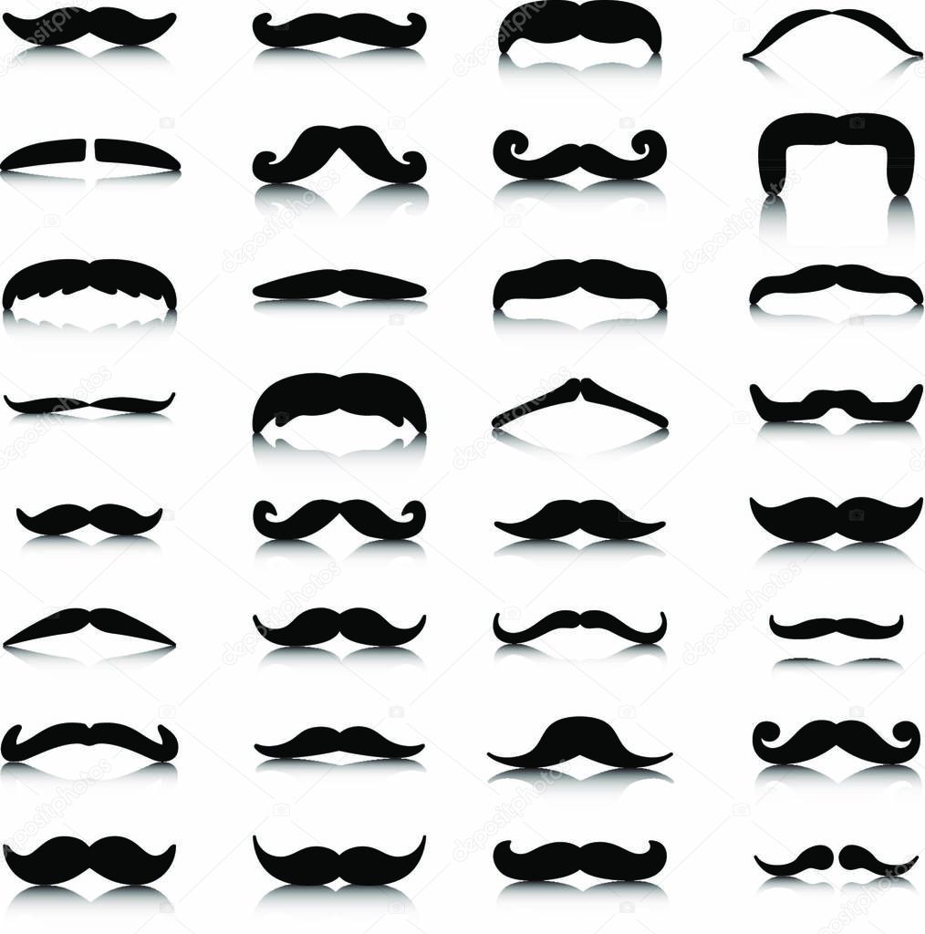 Conjunto de iconos de bigotes. Logo del bigote. Silhoutte bigote y ...