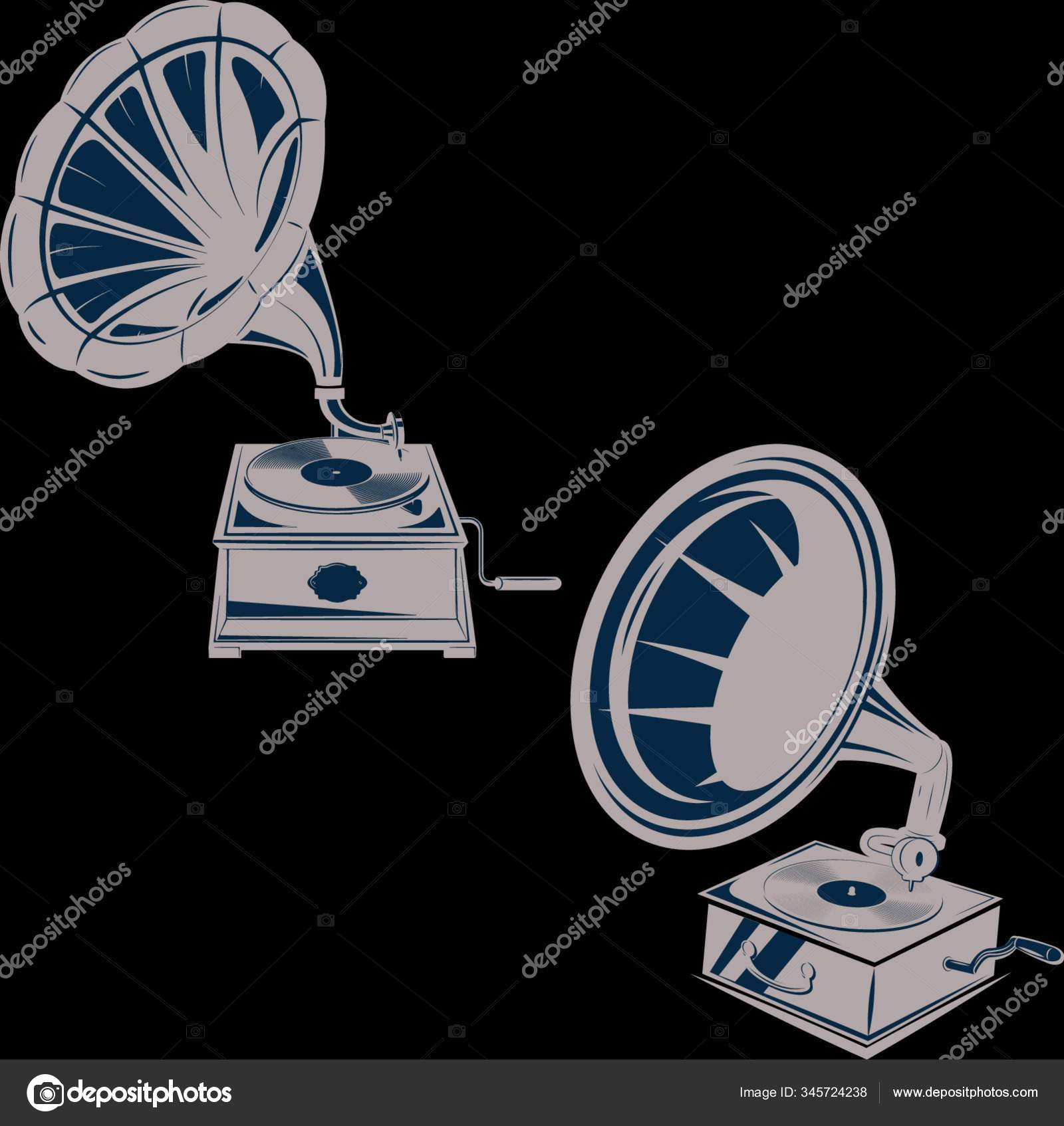Set Gramophones Isolated White Background Vector Illustration Stock ...