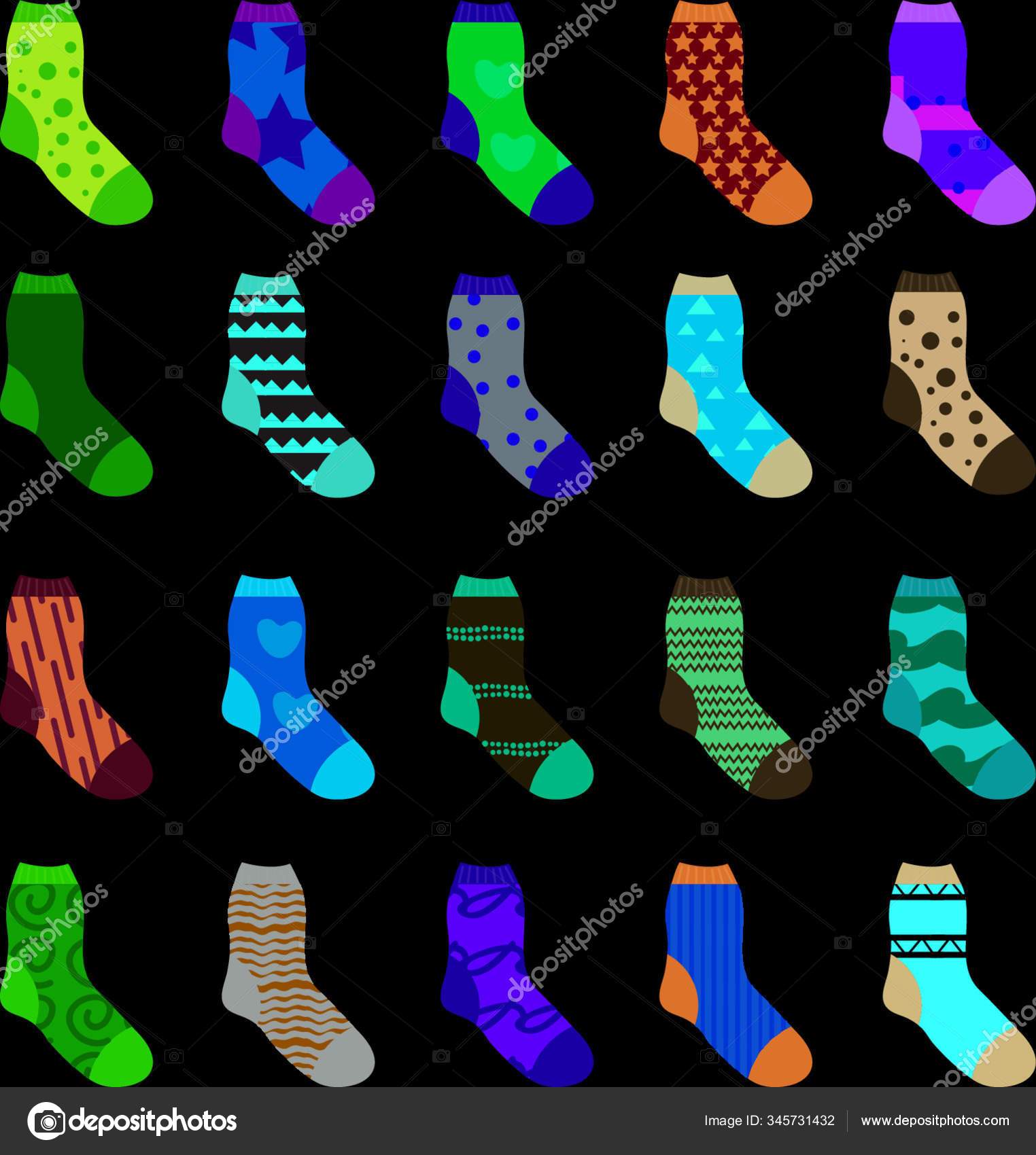 Socks Set Icons Socks Collection Flat Design Socks Isolated White Stock ...