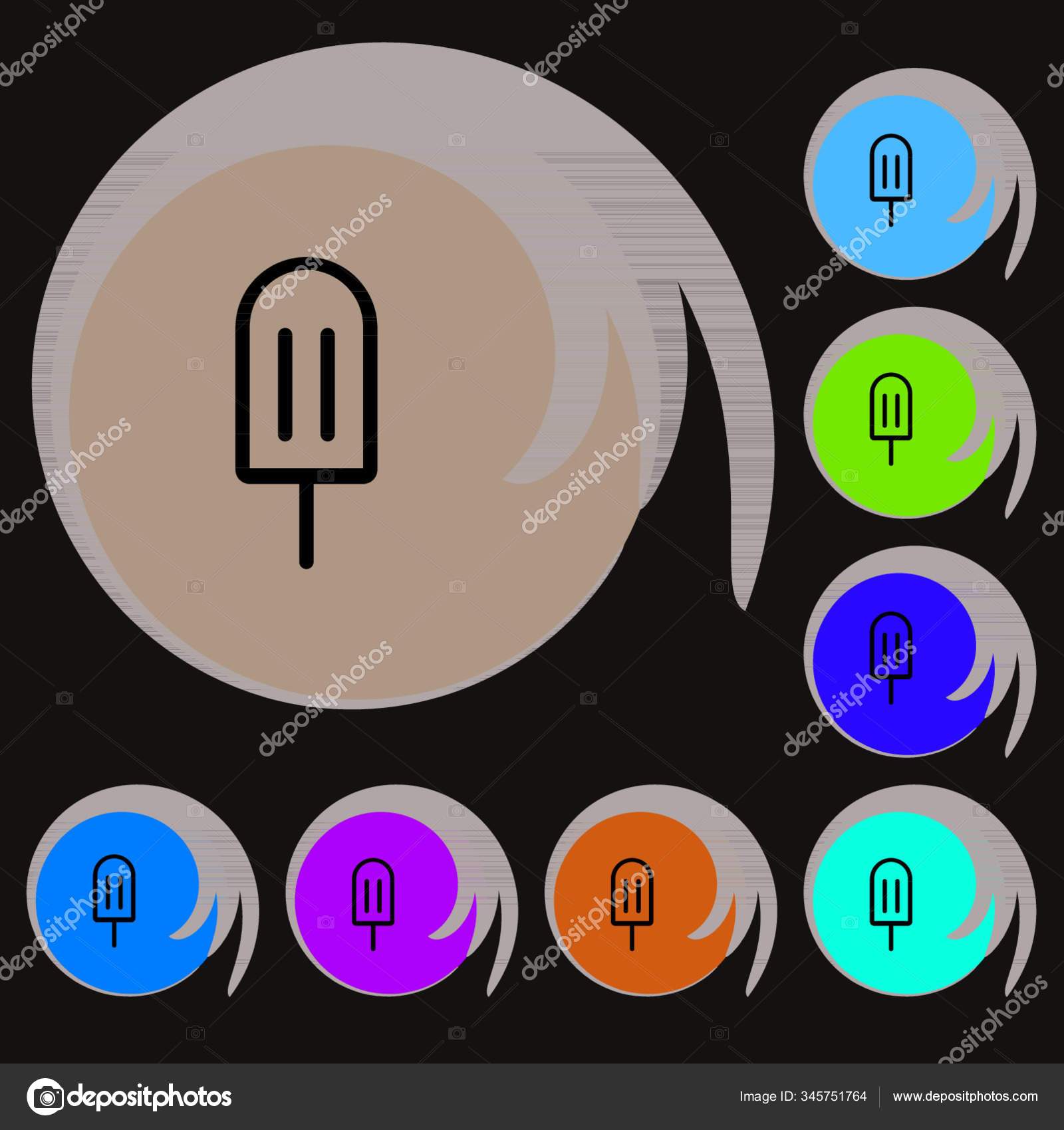 Ice Cream Icon Sign Symbols Eight Colored Buttons Vector Illustration ...