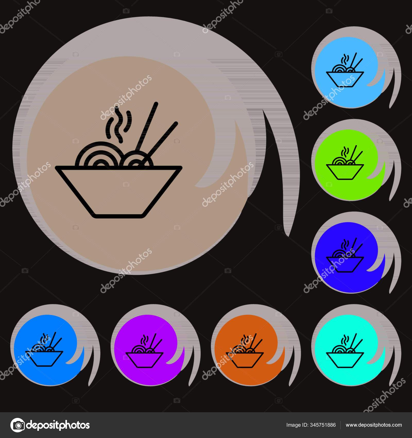 Pastas Icon Sign Symbols Eight Colored Buttons Vector Illustration Stock Vector Image by ...