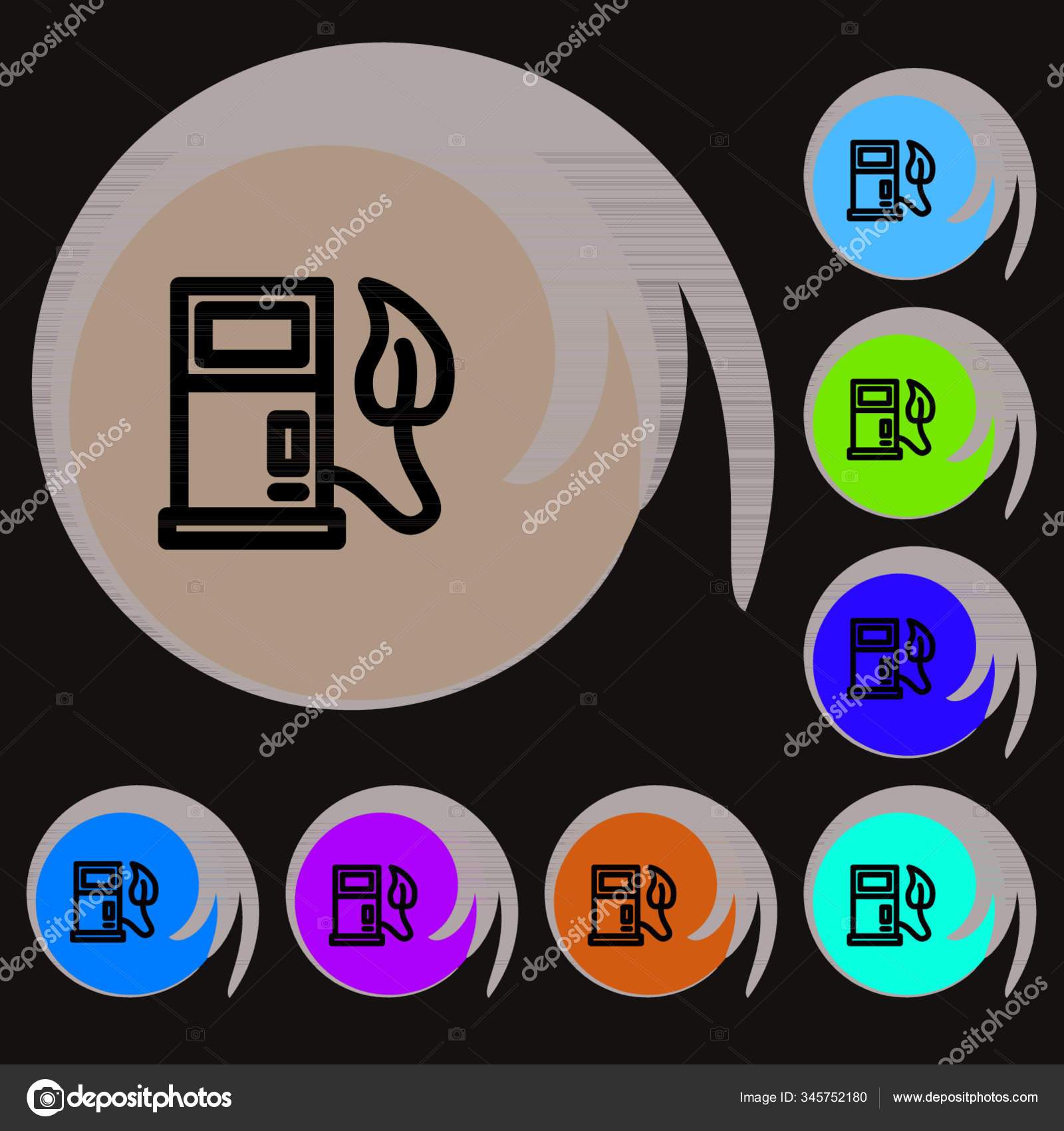 Gas Station Leaves Icon Sign Symbols Eight Colored Buttons Vector Stock ...