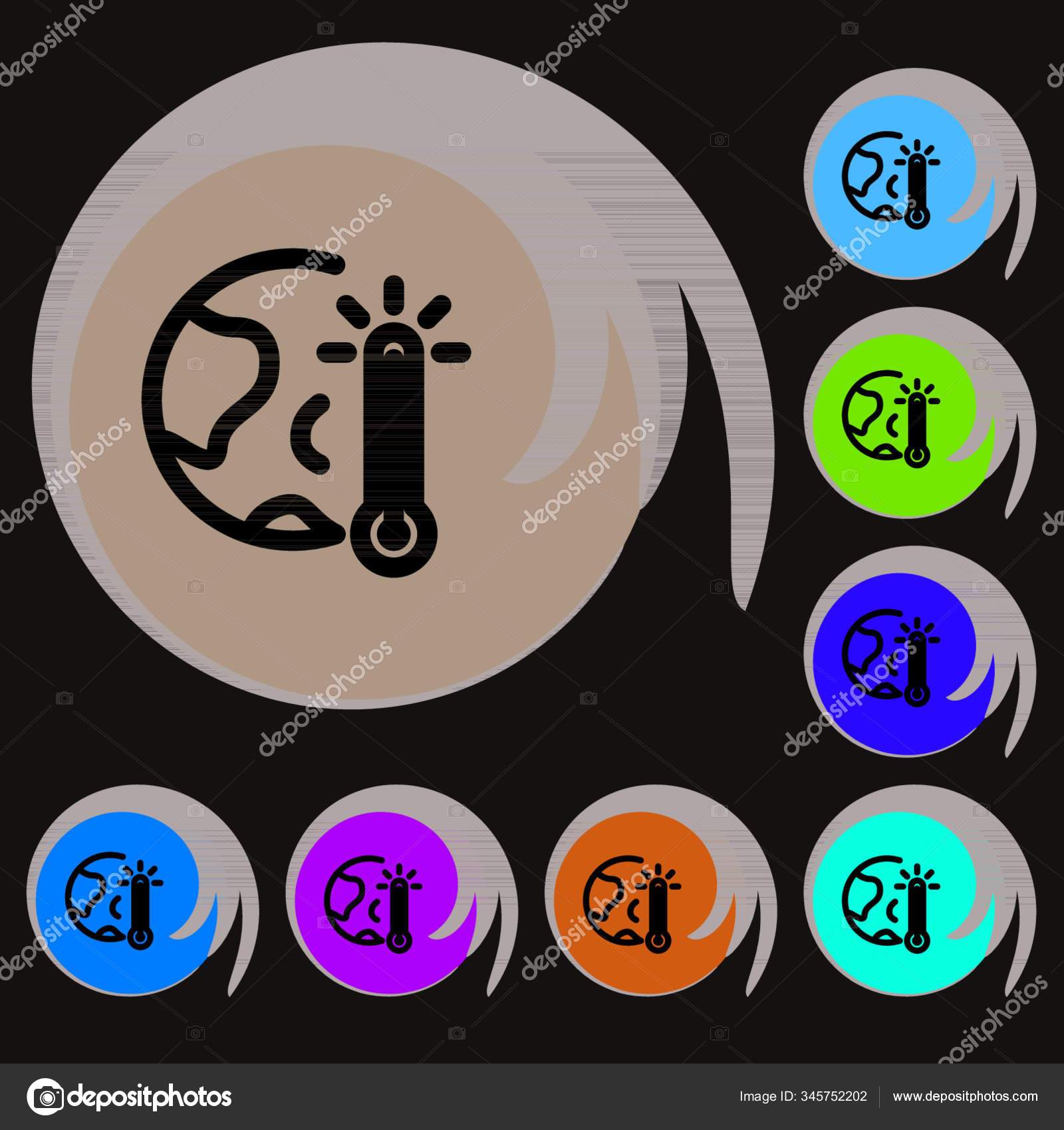 Global Warming Ecological Problems Solutions Thermometer Icon Sign ...