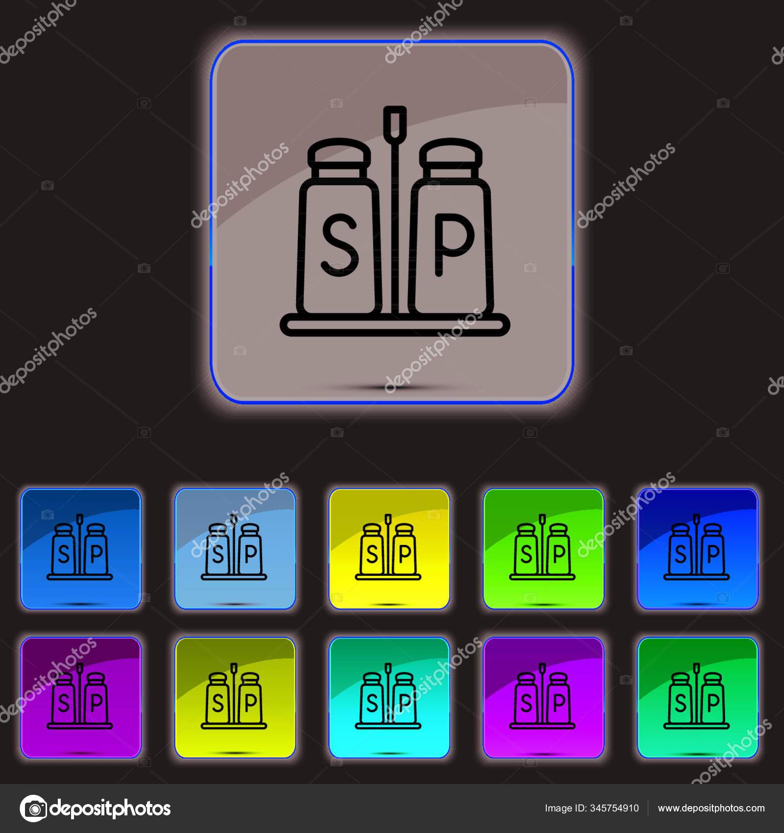 Salt Pepper Icon Sign Set Eleven Colored Buttons Your Site Stock Vector ...