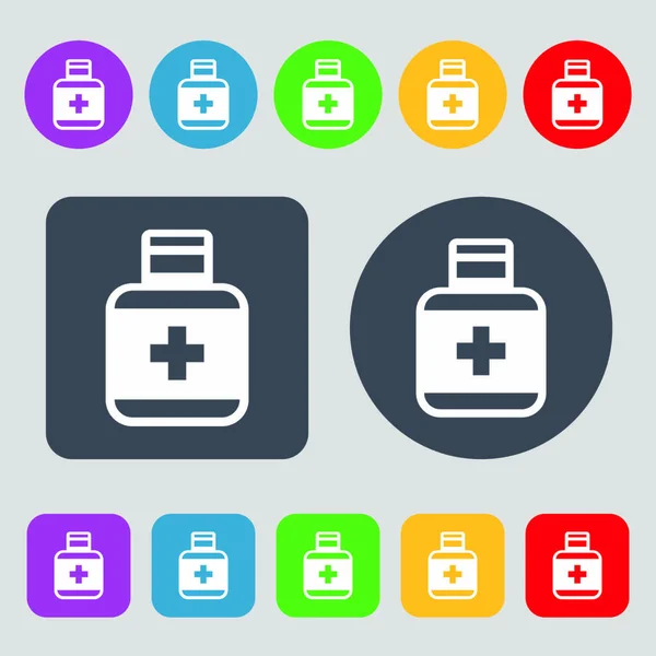 Pill Icons Sign Original Five Colored Buttons Vector Illustration Stock ...