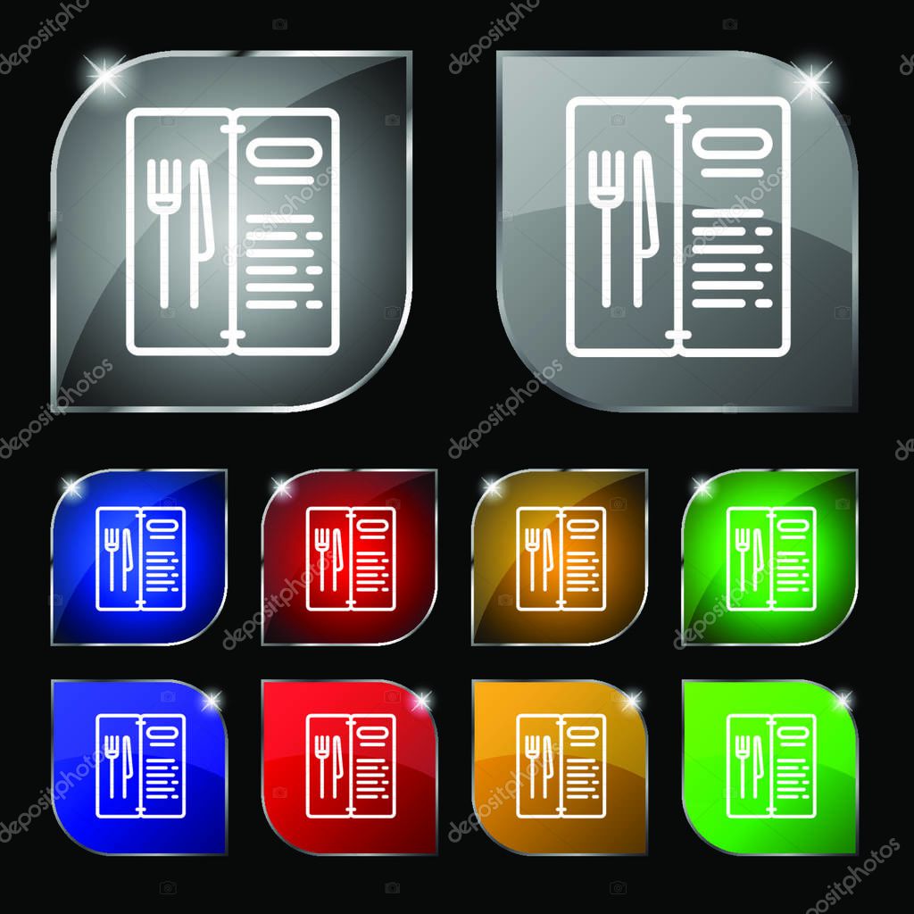 signo de icono de menú. Conjunto de diez botones de colores con ...