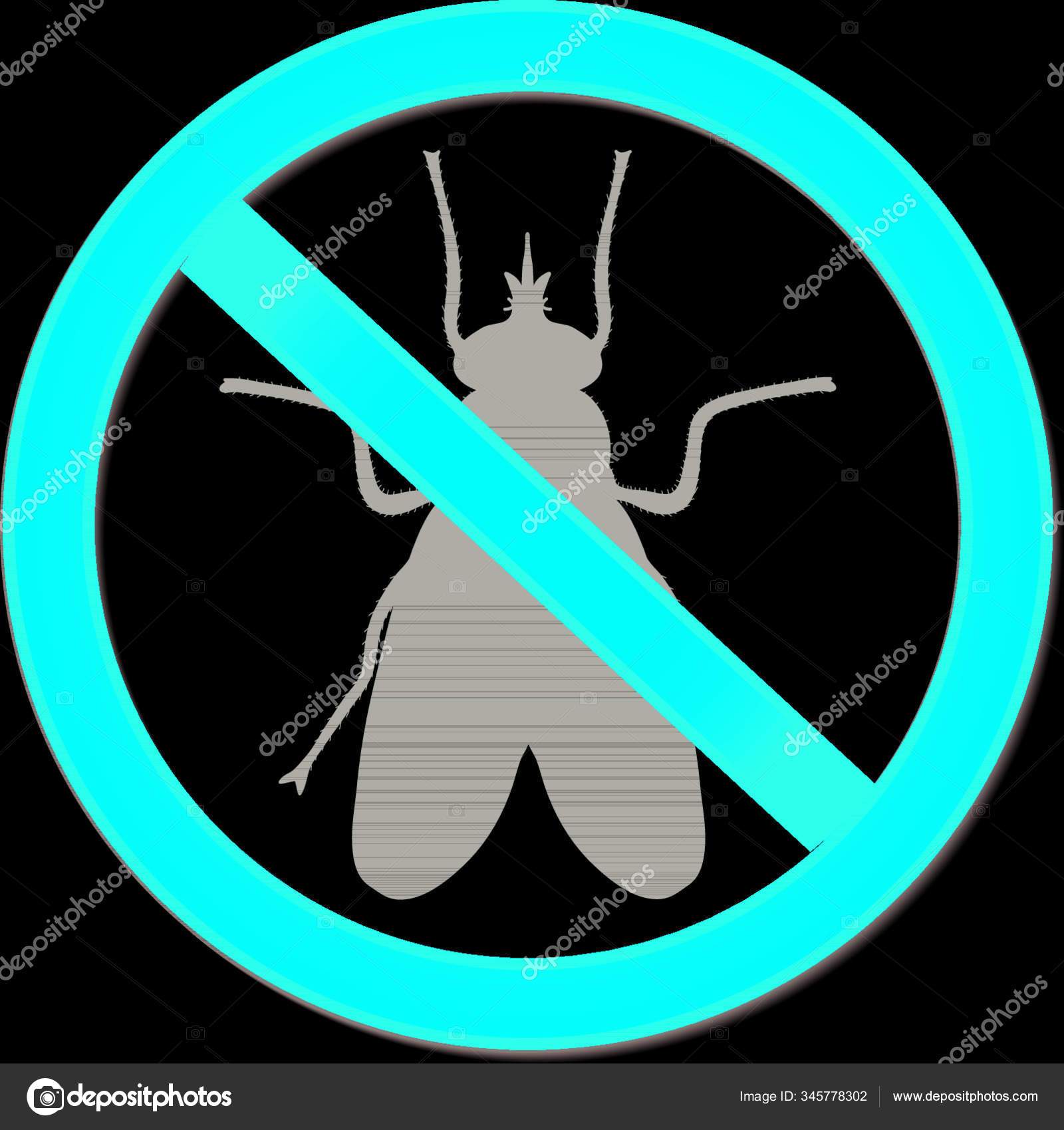 Red Sign Ban Fly Stop Sign Insect Vector Illustration Stock Vector by ...