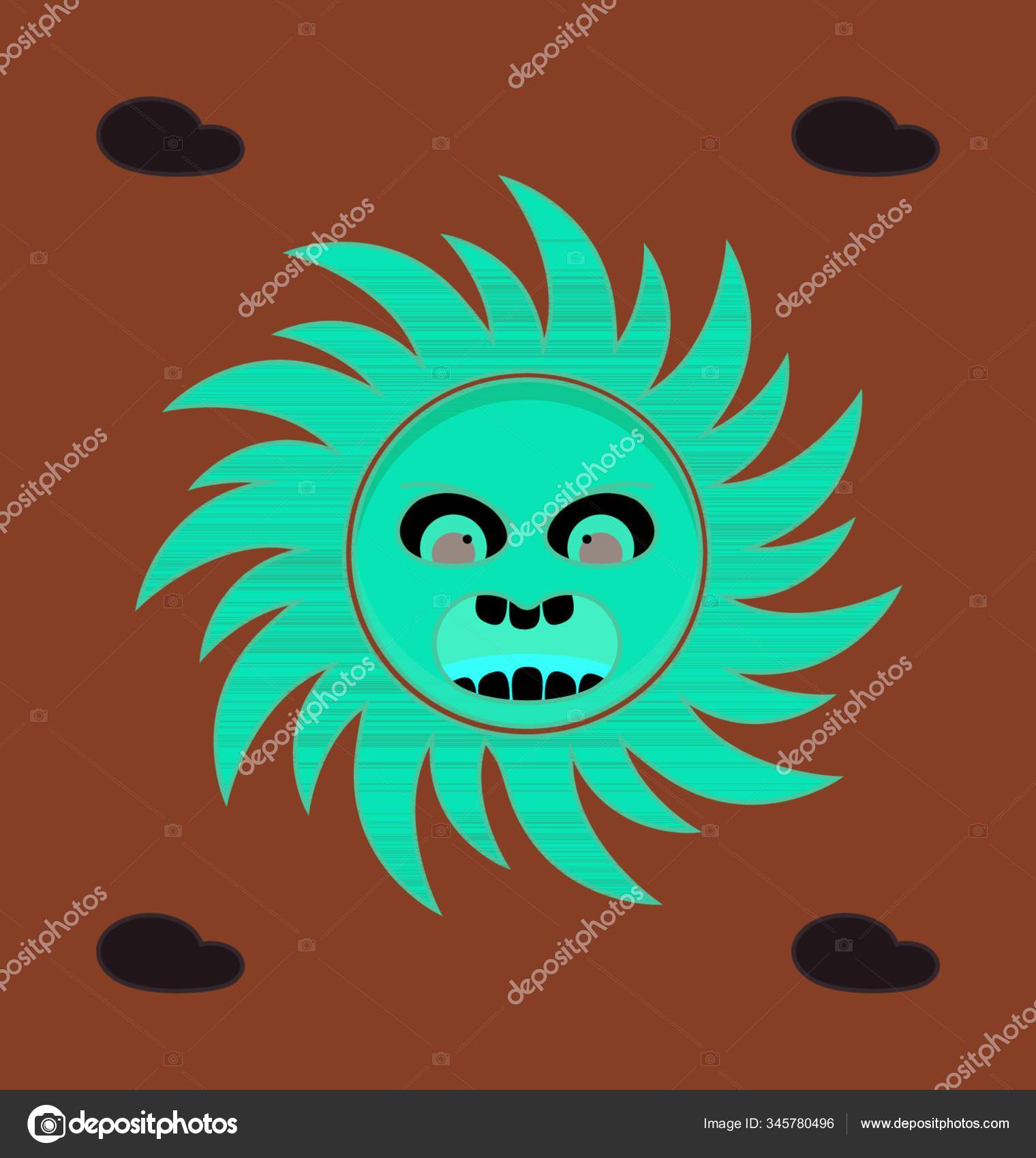 Evil Red Sun Sky Clouds Stock Illustration by ©YAYImages #345780496