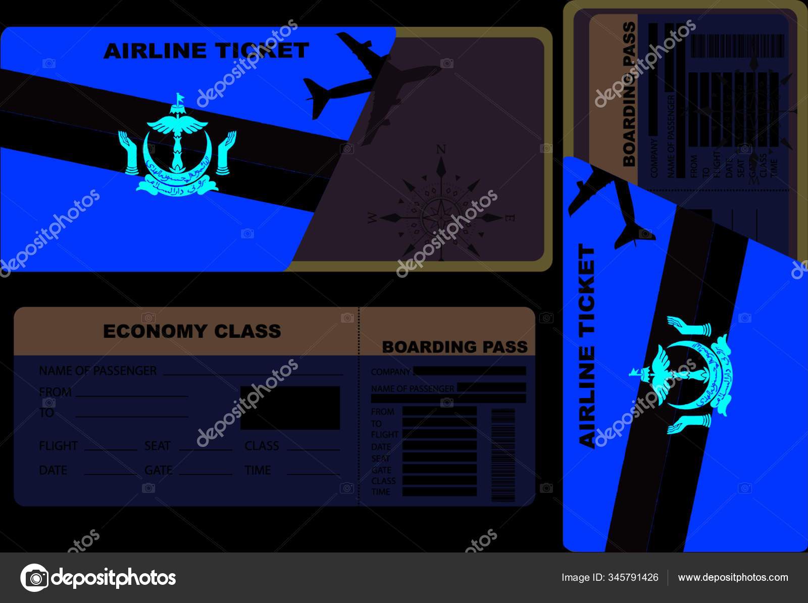 Economy Class Ticket Flight Brunei Stock Vector Image by ©YAYImages ...