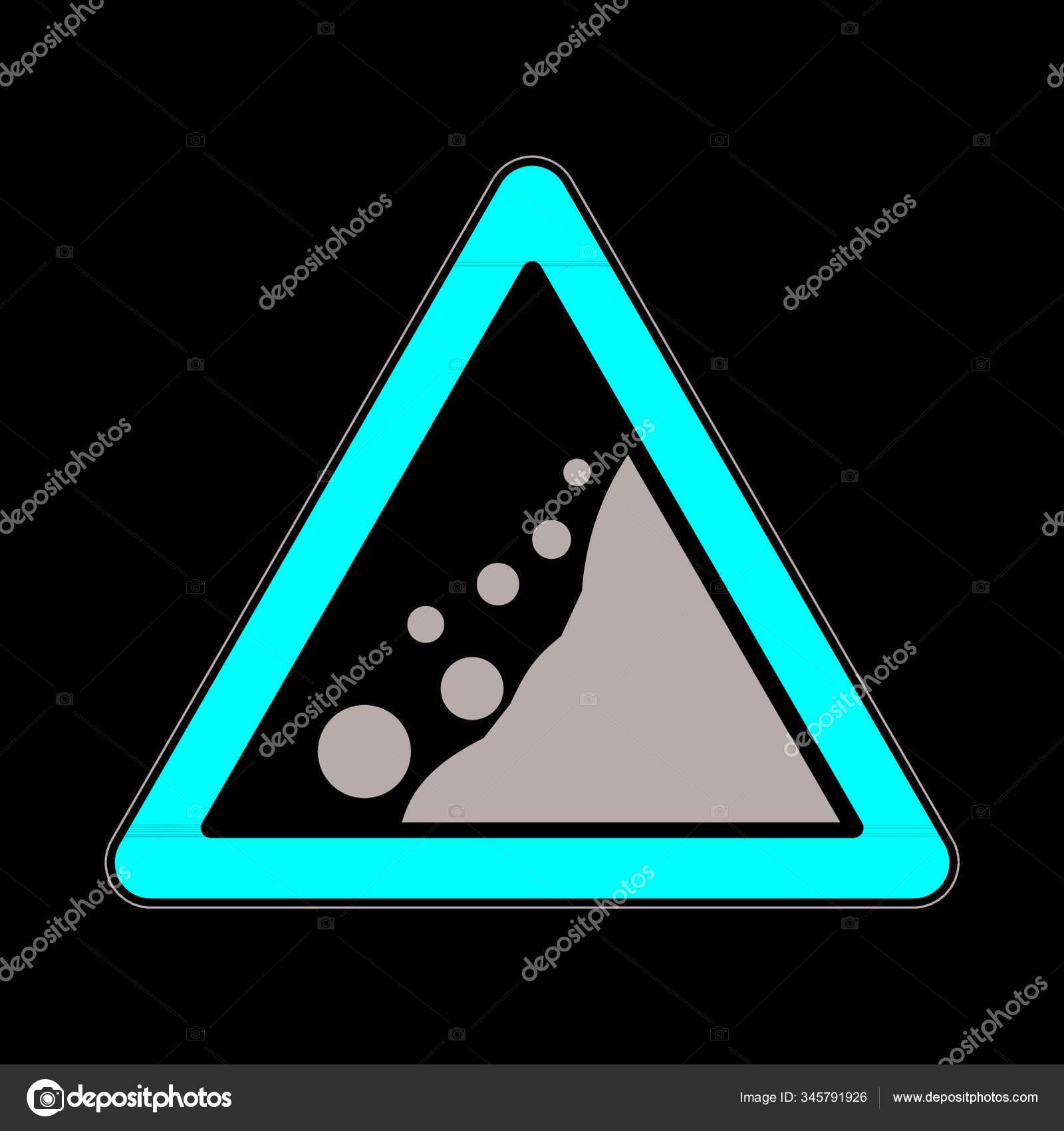 Road Sign Warning Avalanche Rockfall Landslides White Background Stock ...