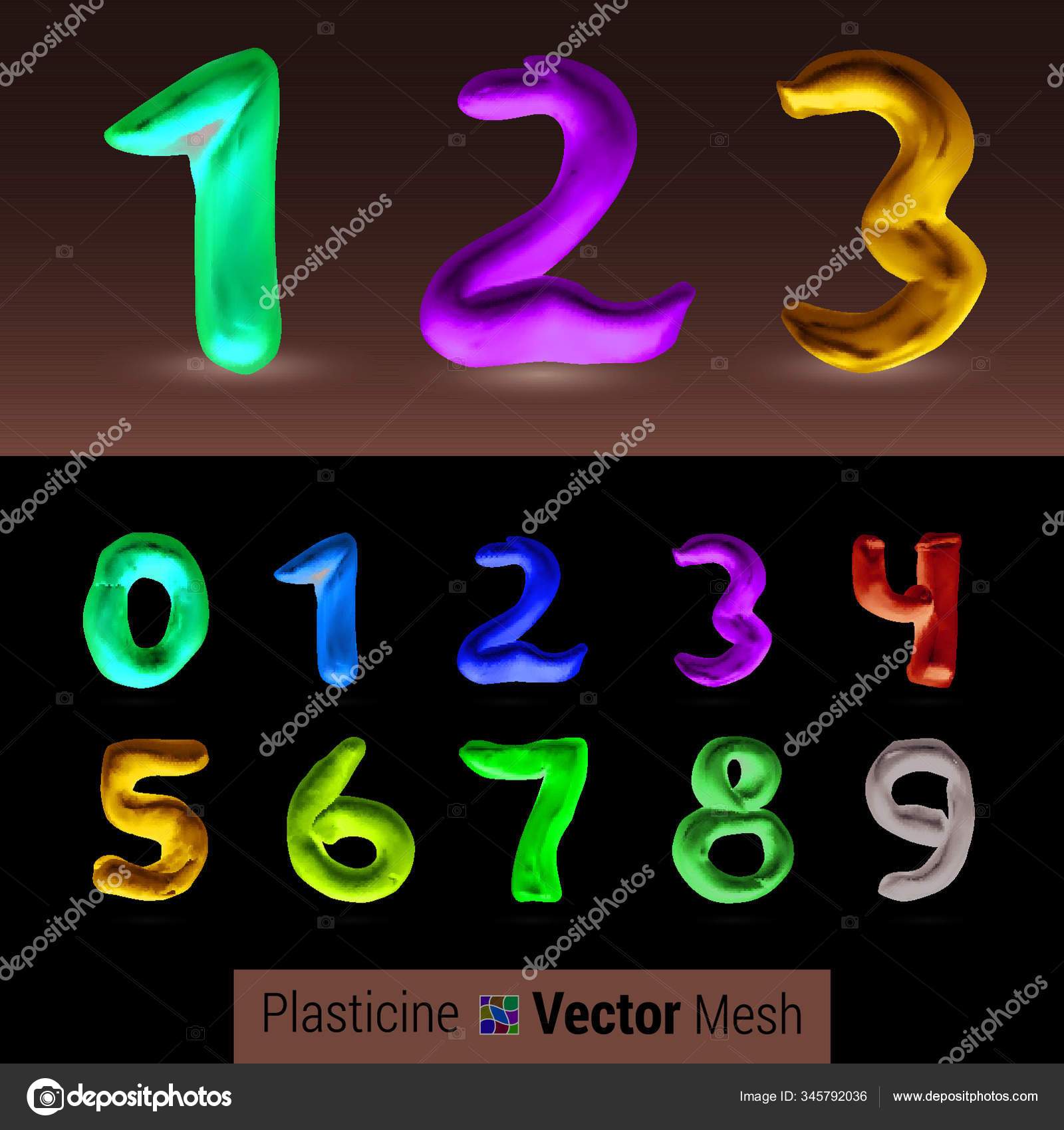 Numeral Different Color Isolated Background Set — Stock Vector ...