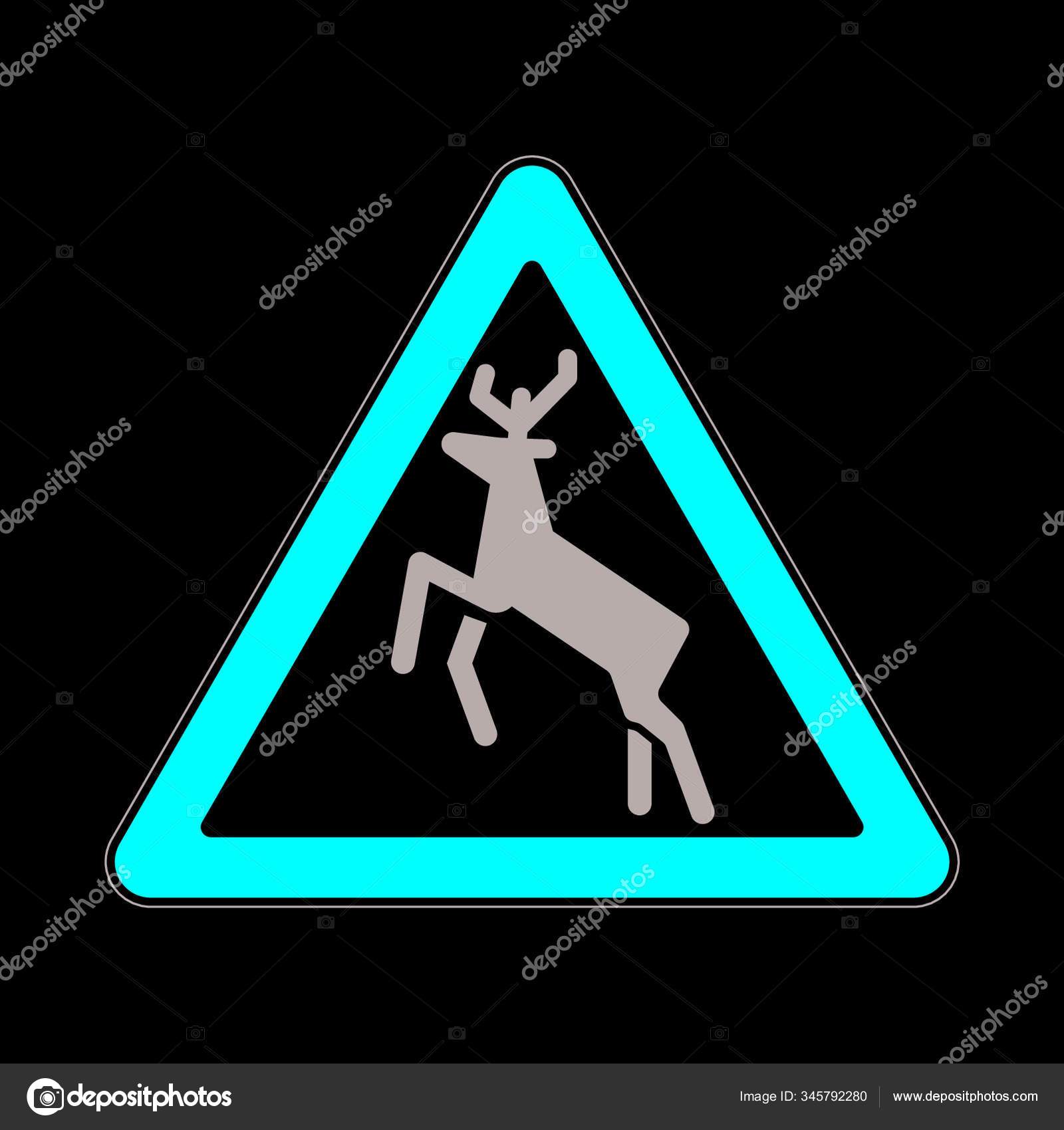 Road Sign Warning Wild Animals White Background Stock Vector by ...
