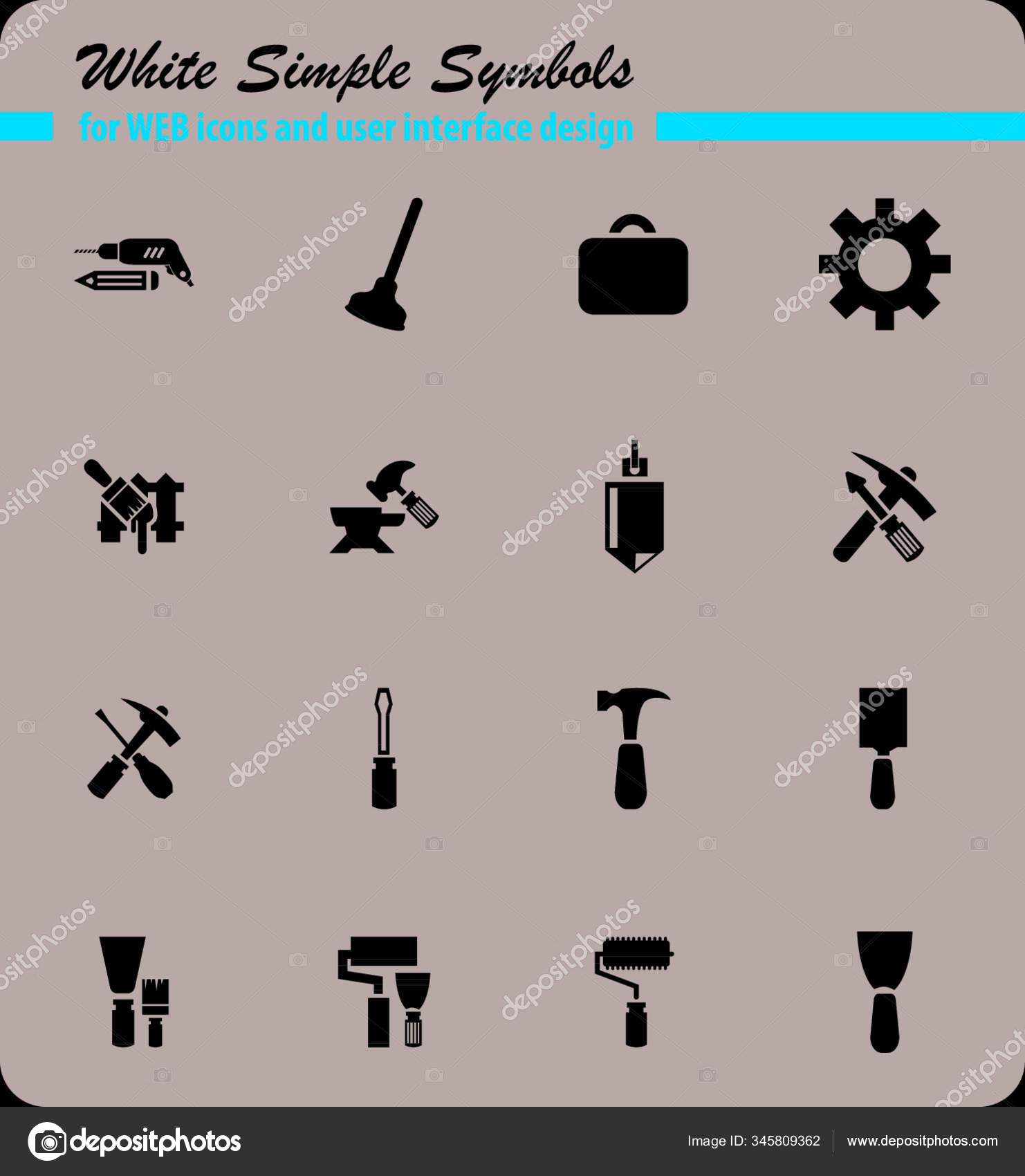 Work Tools White Simply Symbols Web Icons User Interface Design Stock ...