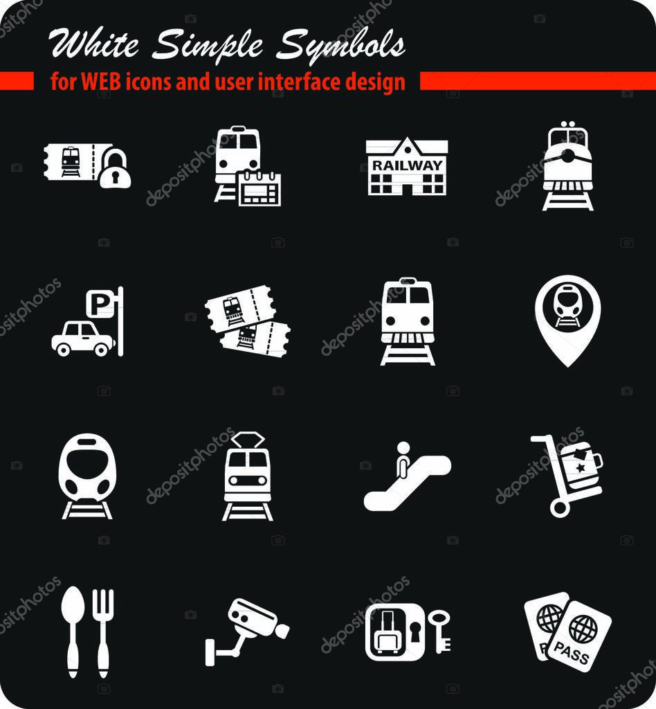 estación de tren blanco símbolos simples para iconos web y diseño de ...