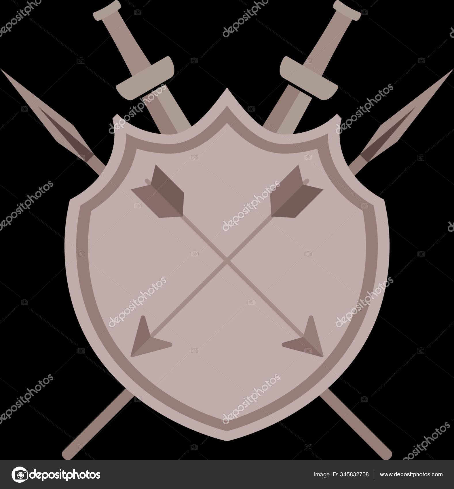 Shield Arrows Swords Spears White Background Stock Vector Image by ...