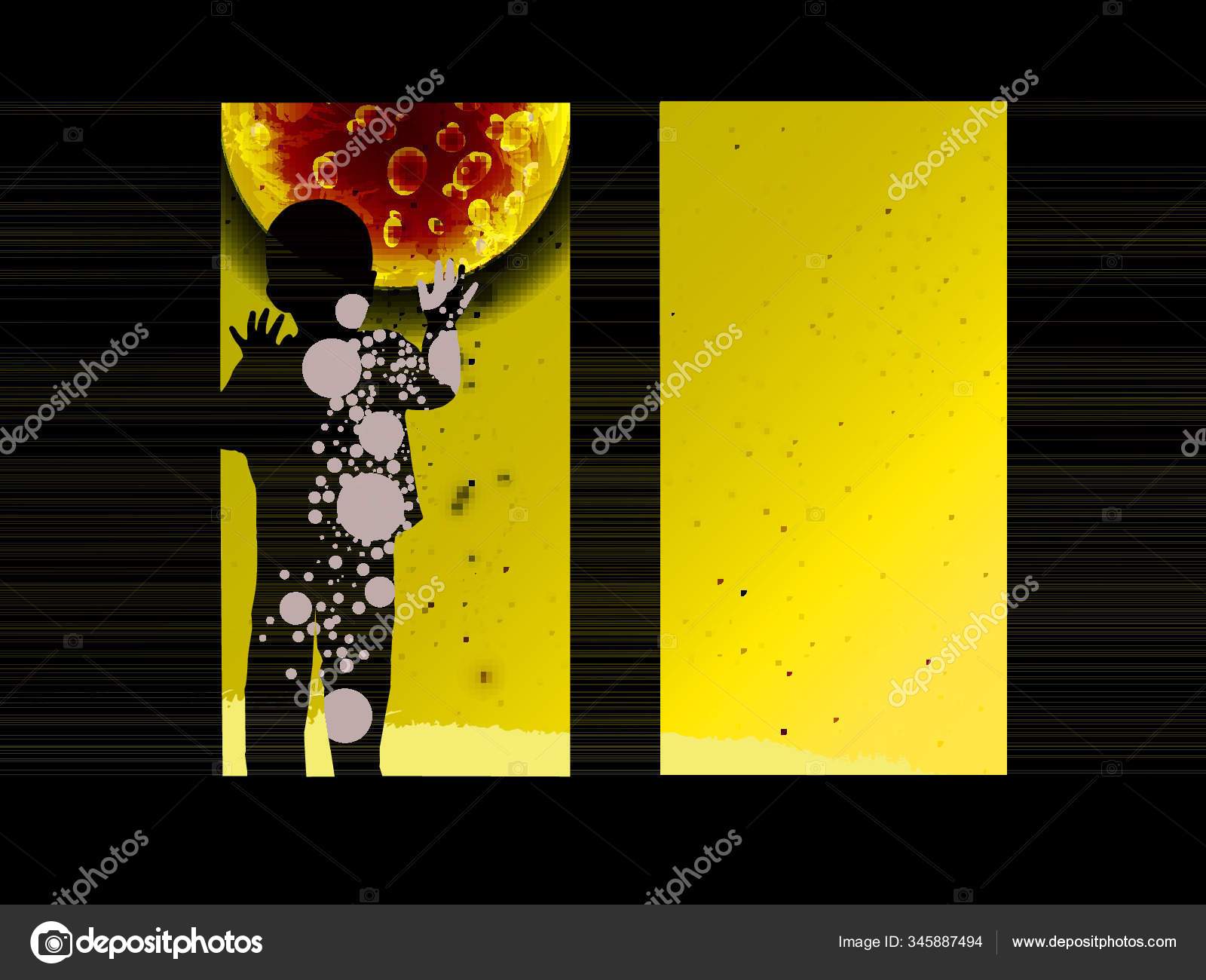 Space Child Looking Out Window Moon Illustration Your Design Social ...