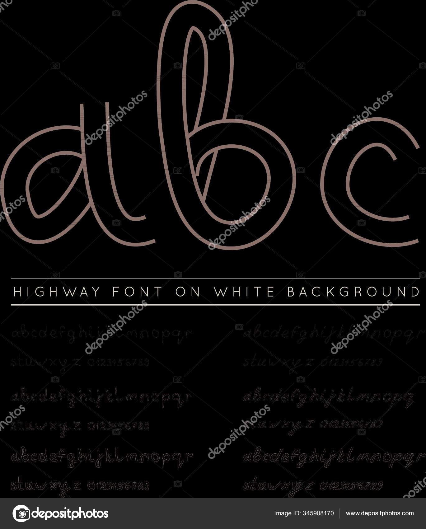 Road Highway Font Numbers Vector Illustration White Background Stock ...