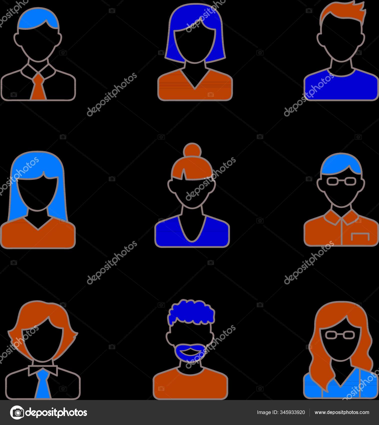 People Line Icons Vector Illustration Simple Style Avatar People ...