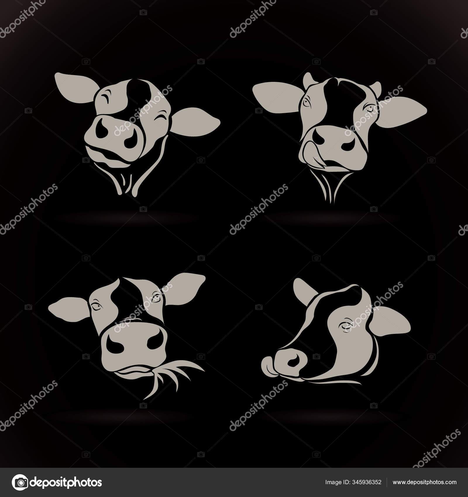 Vector Group Cow Head Design White Background Farm Animal Stock Vector ...