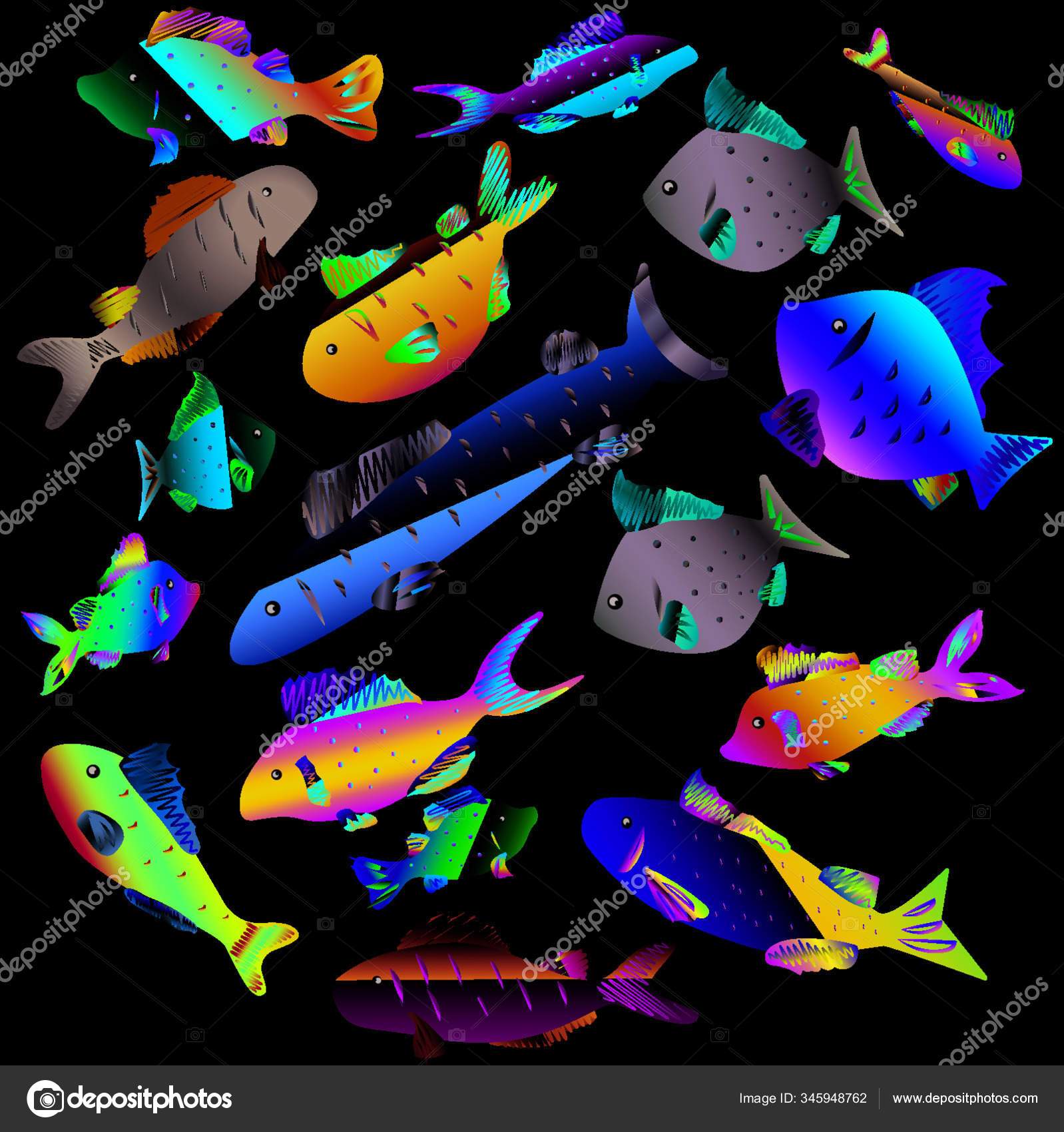 Various Colorful Fish White Stock Vector Image by ©YAYImages #345948762