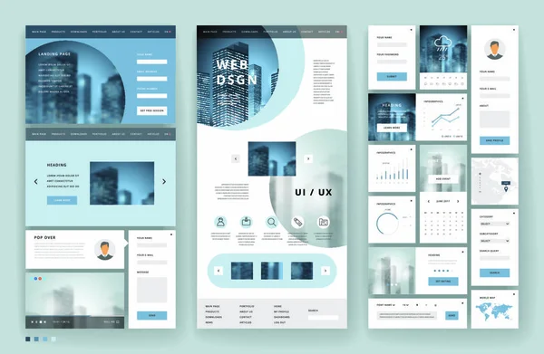 Website Template One Page Design Headers Interface Elements Stock ...