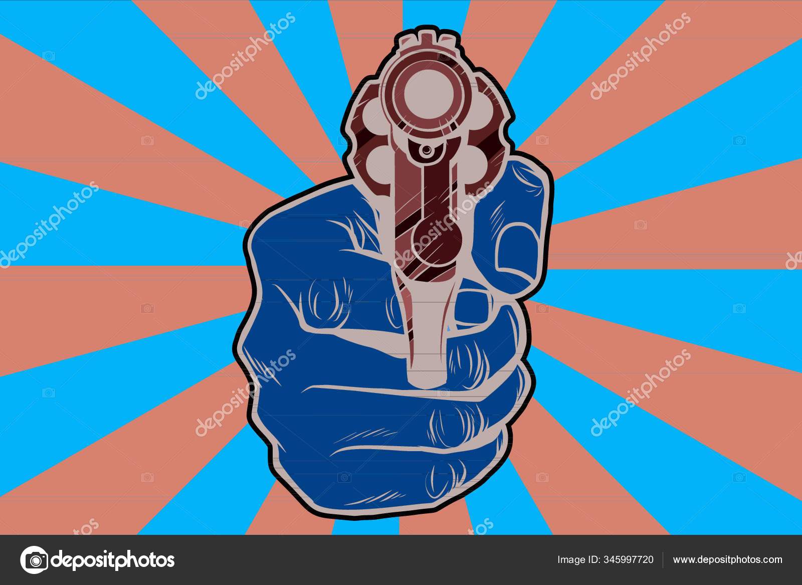 Revólver Mano Arte Pop Ilustración Vectorial Retro Vector de stock por ...