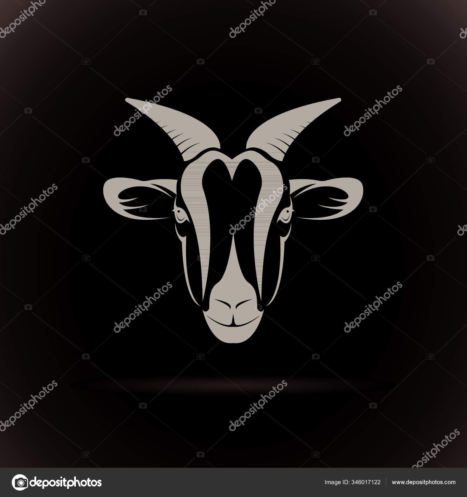 Vector Goat Head Design White Background Wild Animals Stock Vector by ...