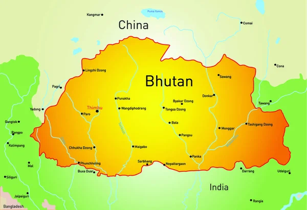 Bhutan haritası imágenes de stock de arte vectorial | Depositphotos