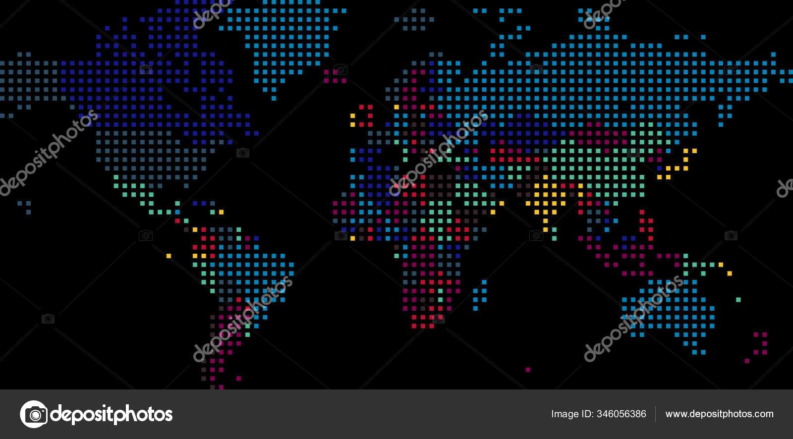 Dotted World Map Square Dots White Background Vector Illustration Stock ...