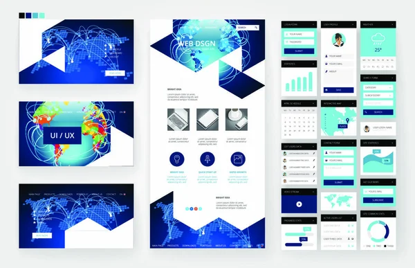 Website Template One Page Design Headers Interface Elements Stock ...