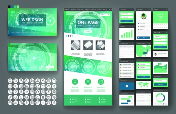 Website Template One Page Design Headers Interface Elements Technology ...