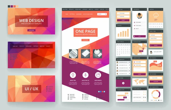 Website Template One Page Design Headers Interface Elements Stock ...