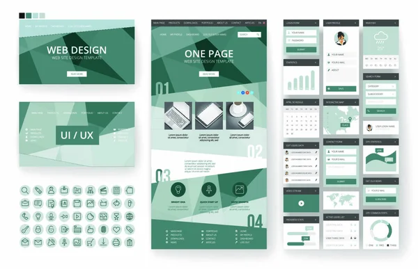 Website Template One Page Design Headers Interface Elements Technology ...